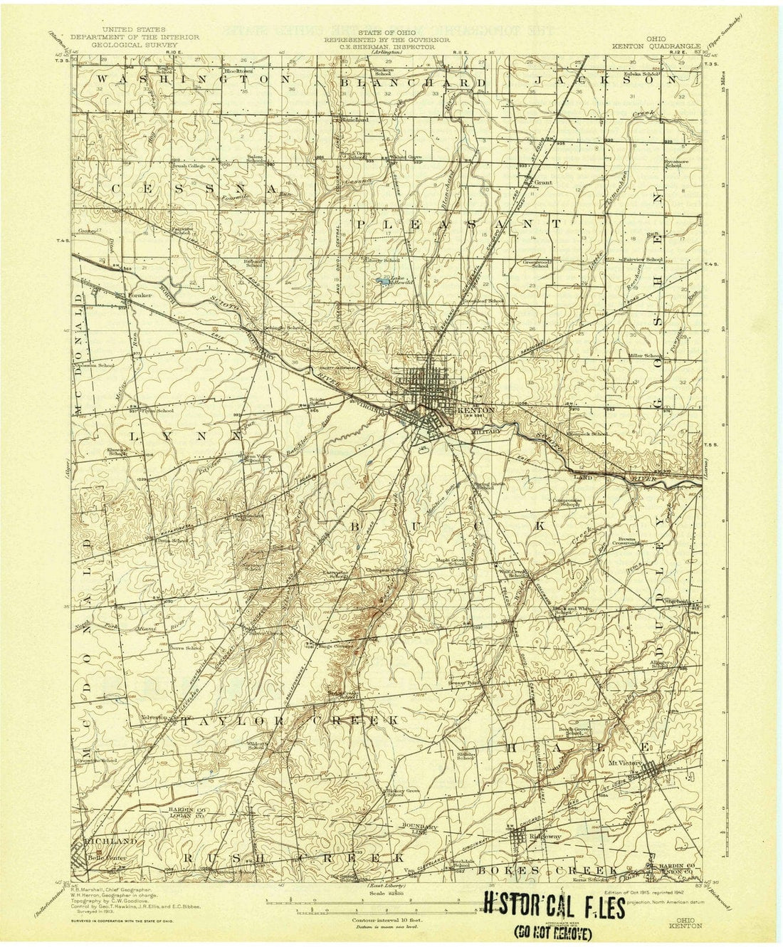 1915 Kenton, OH - Ohio - USGS Topographic Map – Historic Pictoric