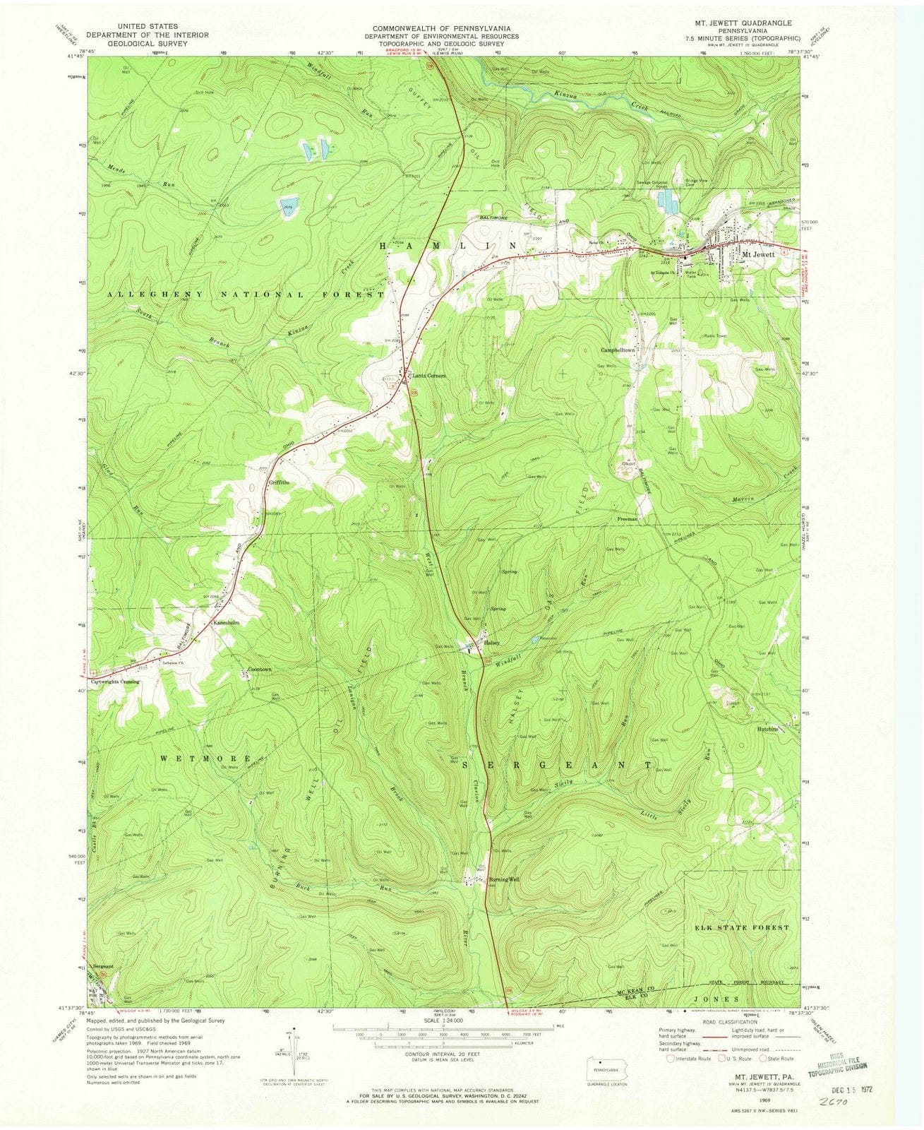 1969 Mt. Jewett, PA - Pennsylvania - USGS Topographic Map – Historic ...