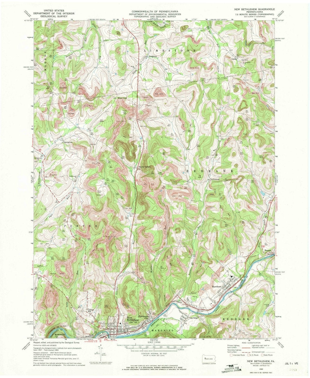 1969 New Bethlehem, PA - Pennsylvania - USGS Topographic Map – Historic ...