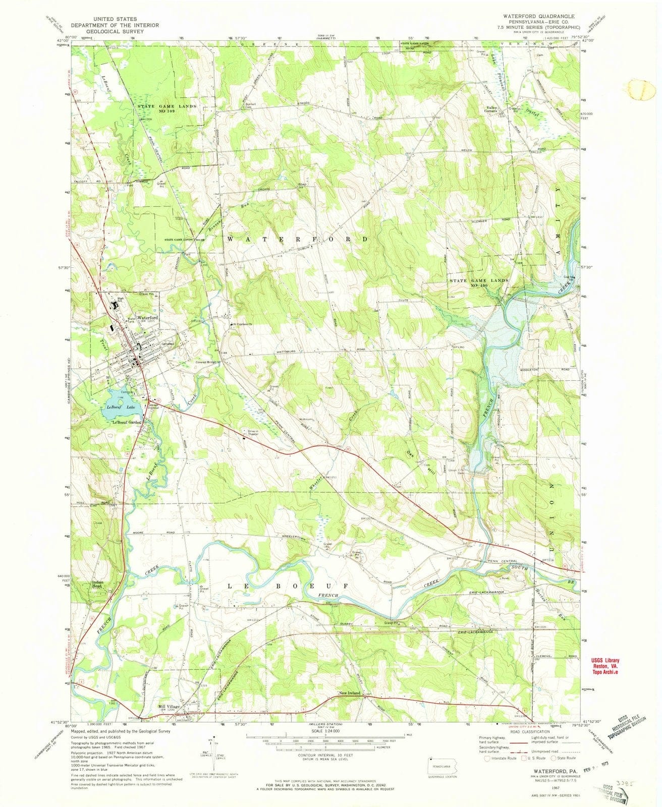 1967 Waterford, PA - Pennsylvania - USGS Topographic Map – Historic ...