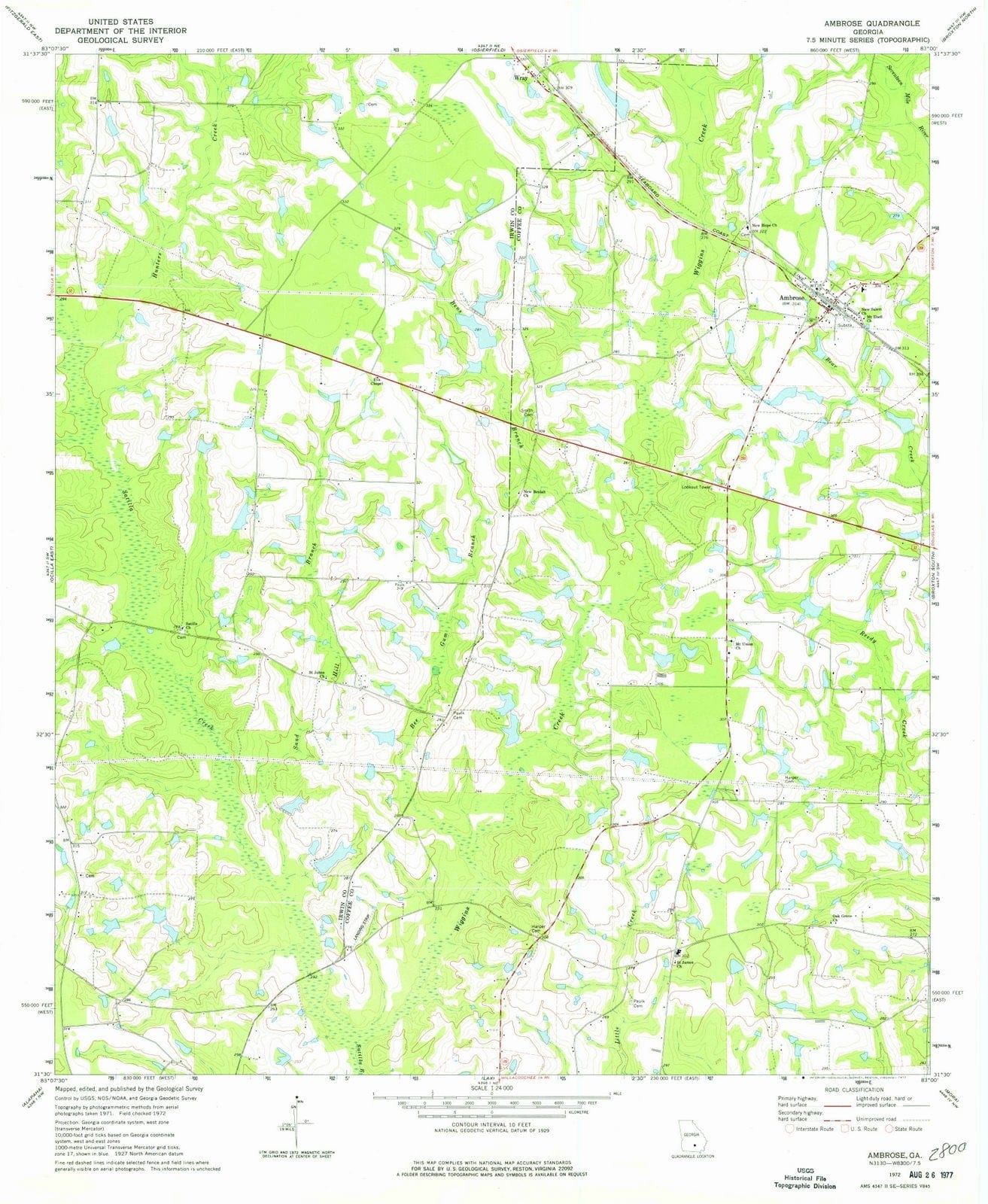 1972 Ambrose, GA - Georgia - USGS Topographic Map – Historic Pictoric
