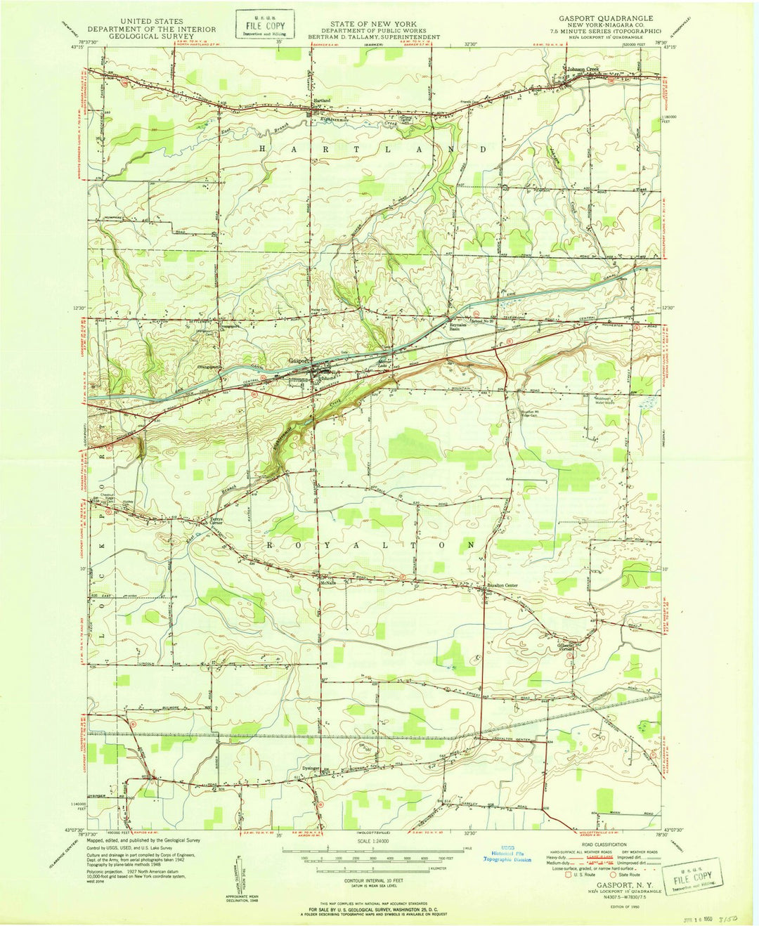 1950 Gasport, NY - New York - USGS Topographic Map – Historic Pictoric