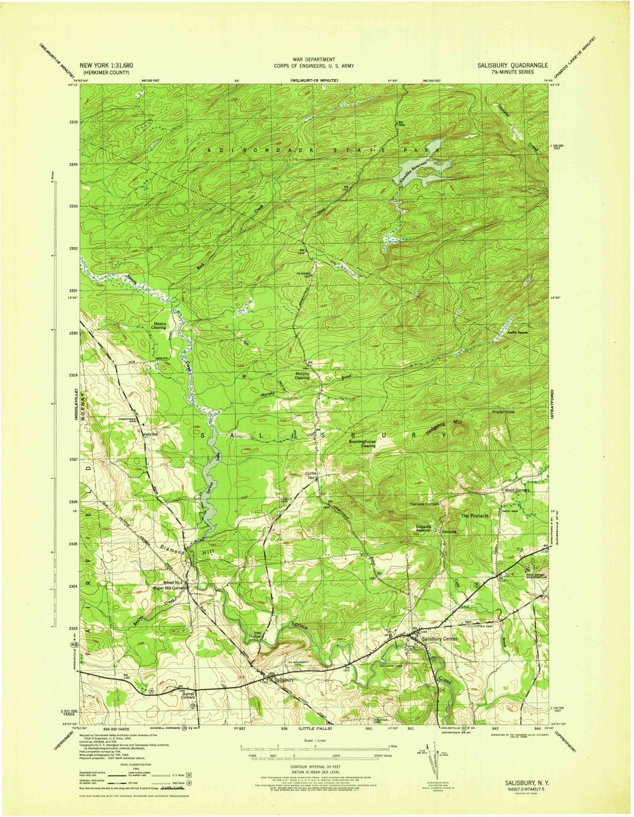 1946 Salisbury, NY - New York - USGS Topographic Map – Historic Pictoric