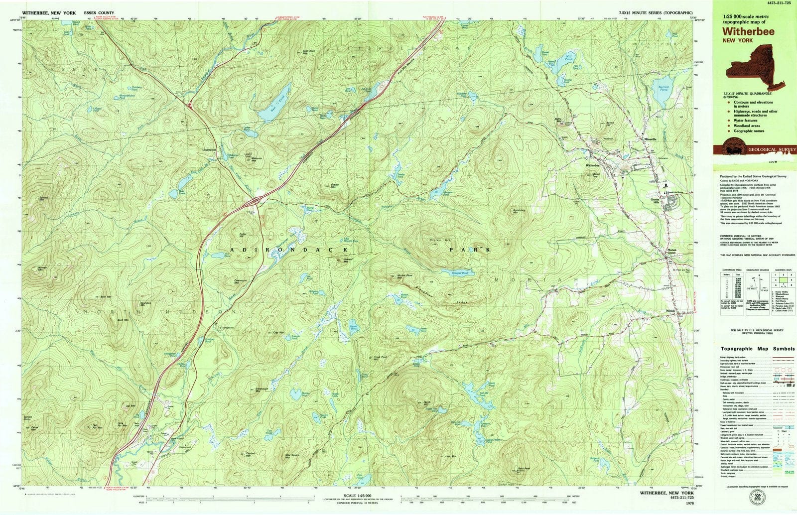 1978 Witherbee, NY - New York - USGS Topographic Map – Historic Pictoric