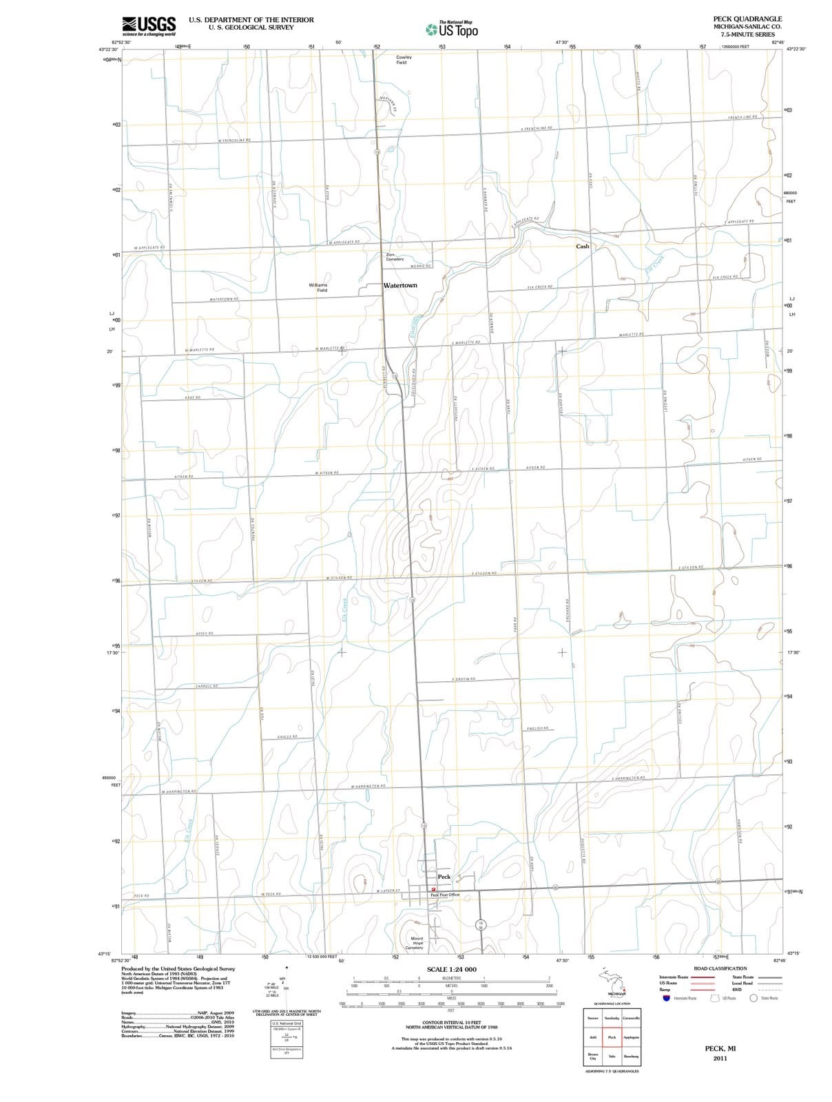 2011 Peck, MI - Michigan - USGS Topographic Map – Historic Pictoric