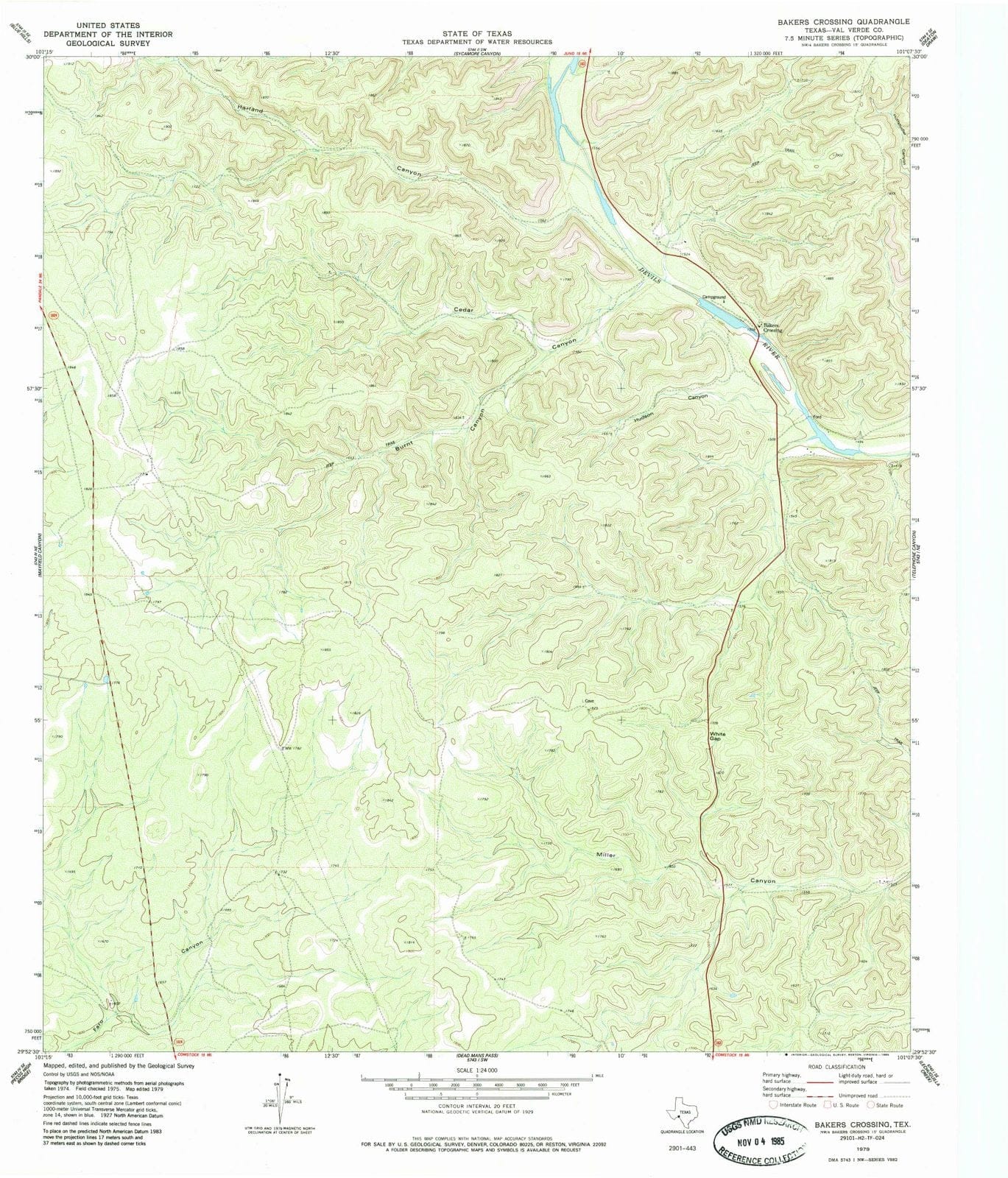 1979 Bakers Crossing, TX - Texas - USGS Topographic Map – Historic Pictoric