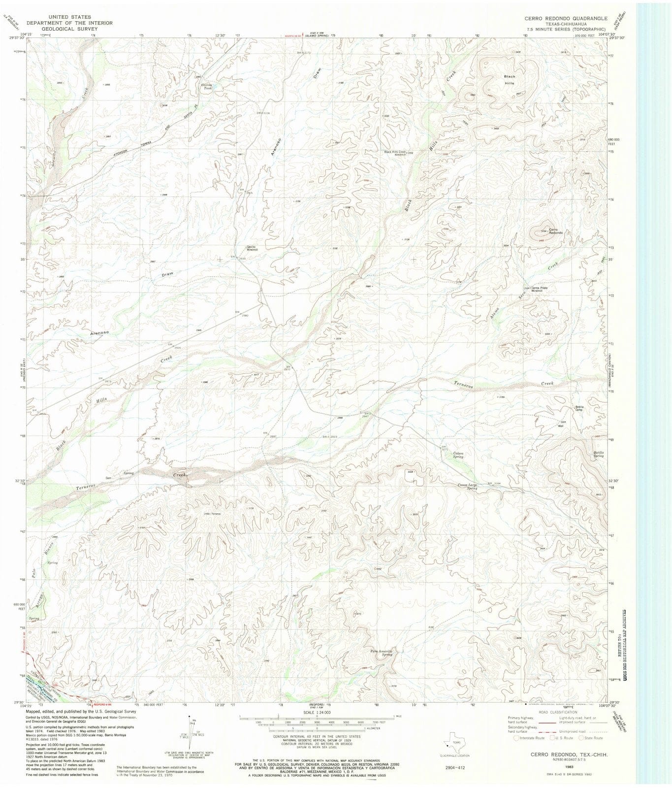 1983 Cerro Redondo, TX - Texas - USGS Topographic Map – Historic Pictoric