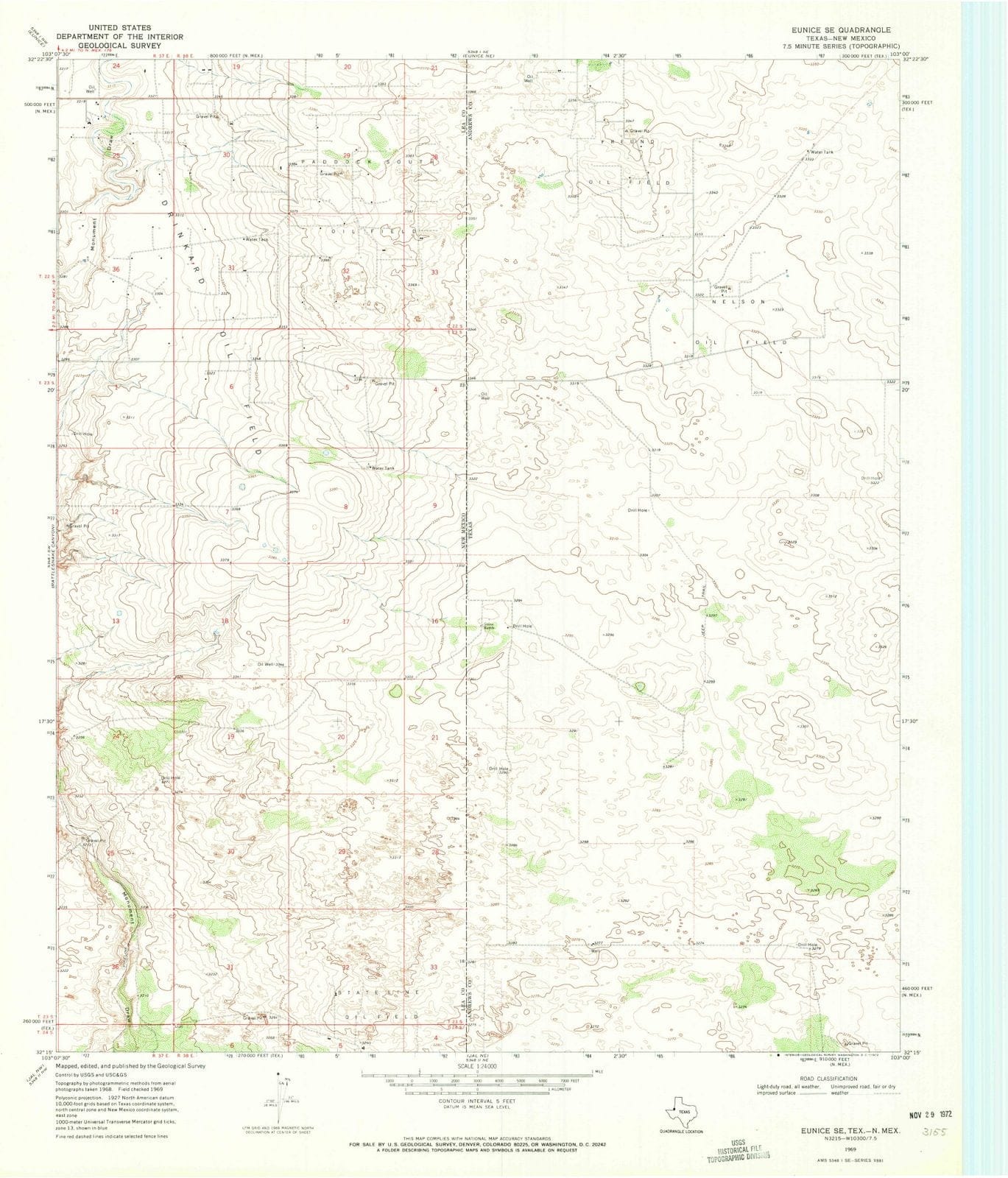 1969 Eunice, TX - Texas - USGS Topographic Map v2 – Historic Pictoric