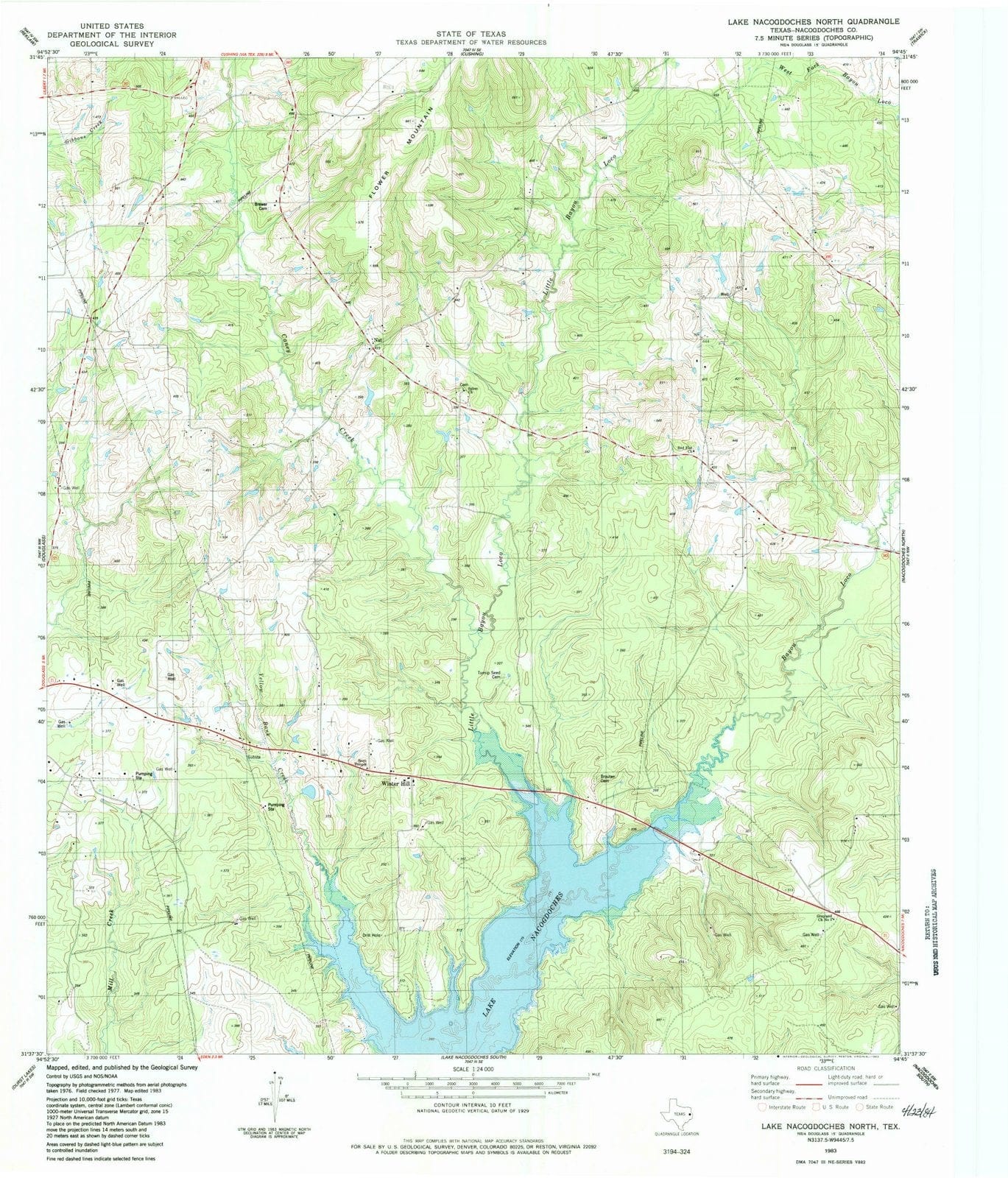 1983 Lake Nacogdoches North, TX - Texas - USGS Topographic Map ...