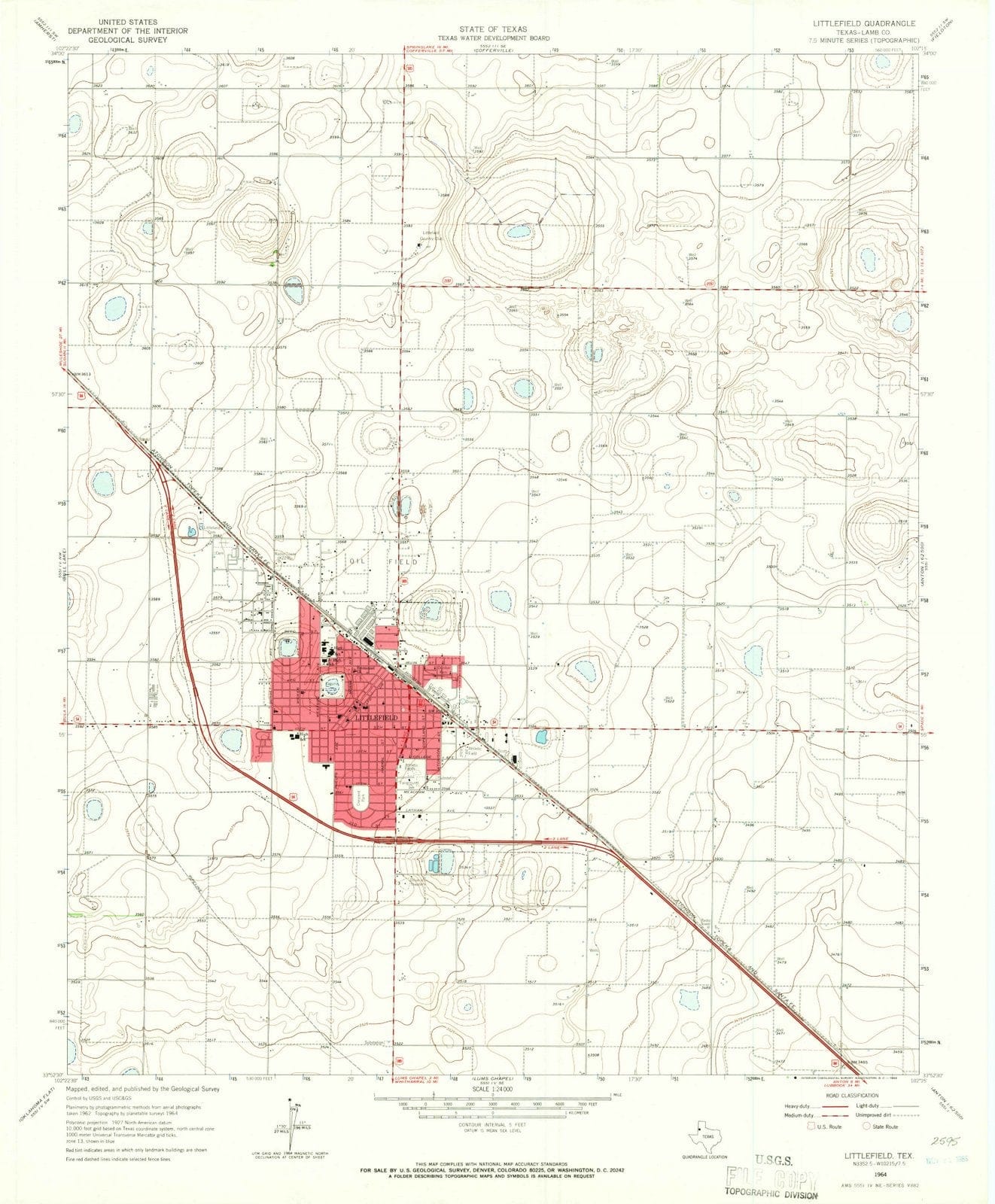 1964 Littlefield, TX - Texas - USGS Topographic Map – Historic Pictoric