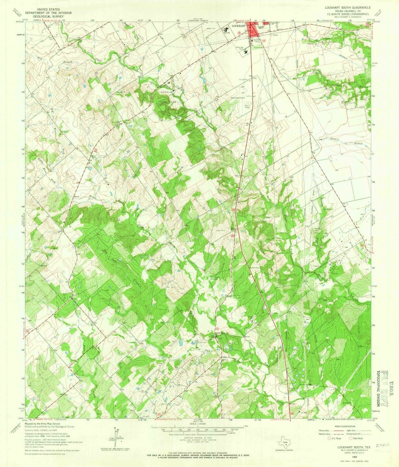 1964 Lockhart, TX - Texas - USGS Topographic Map – Historic Pictoric