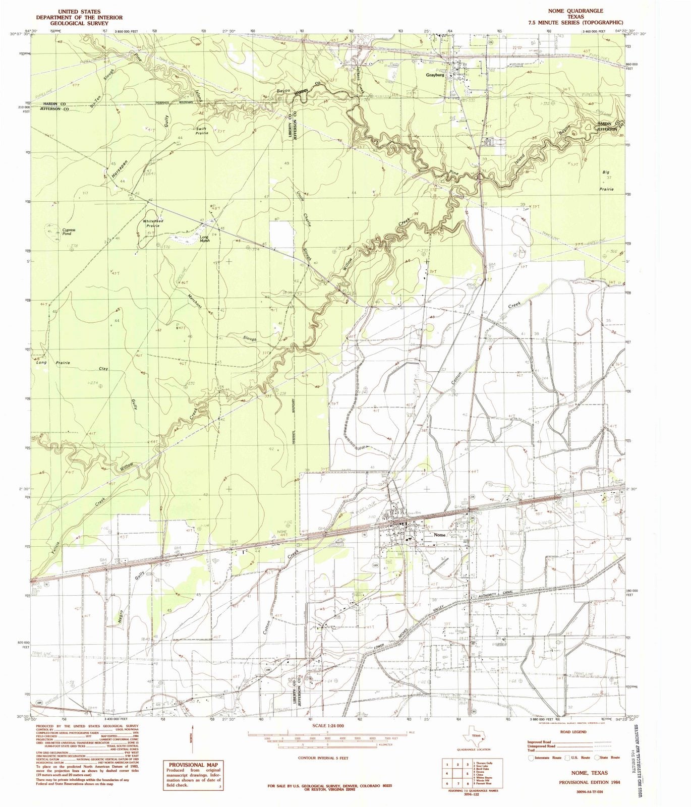 1984 Nome, TX - Texas - USGS Topographic Map – Historic Pictoric
