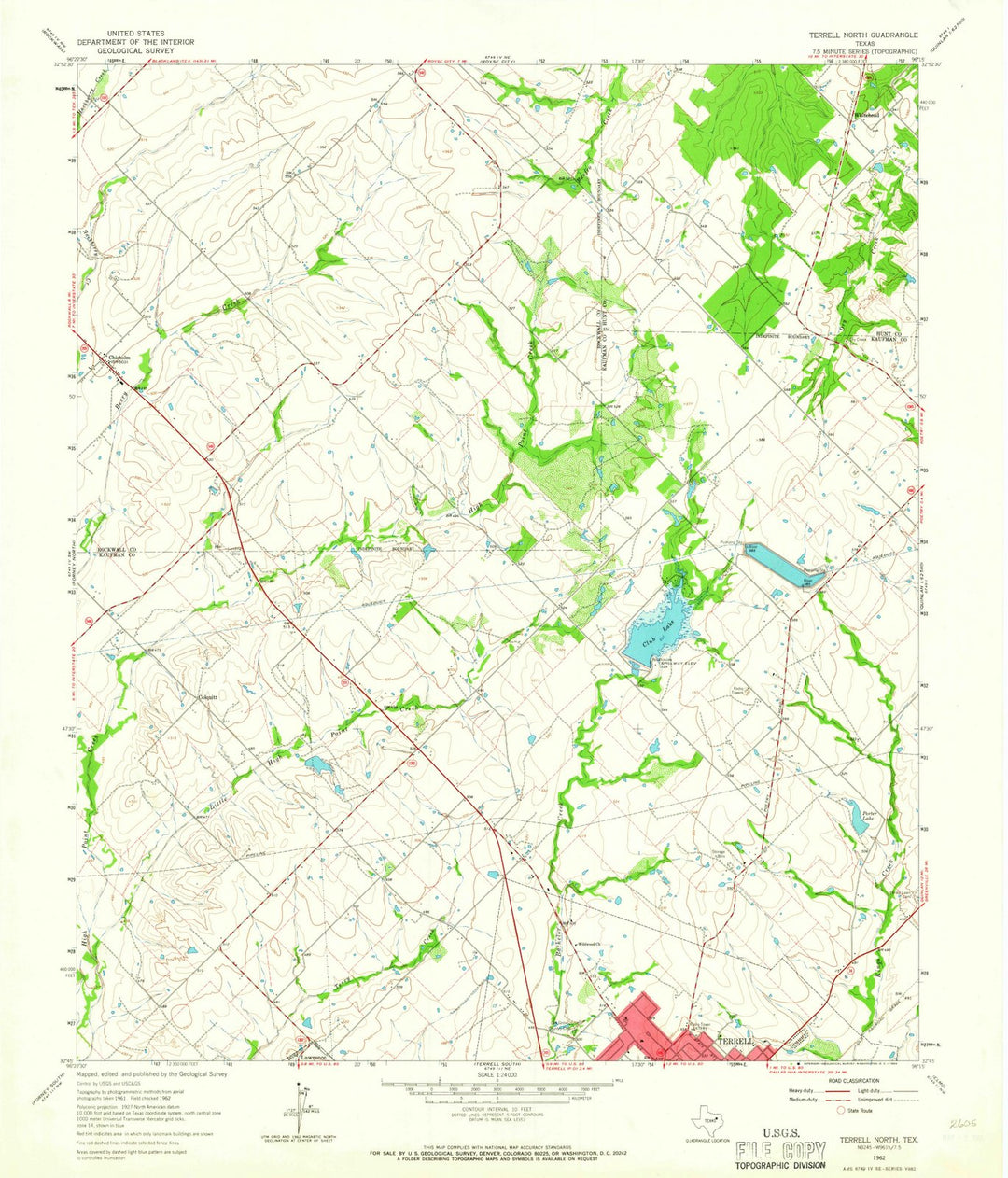 1962 Terrell, TX - Texas - USGS Topographic Map – Historic Pictoric