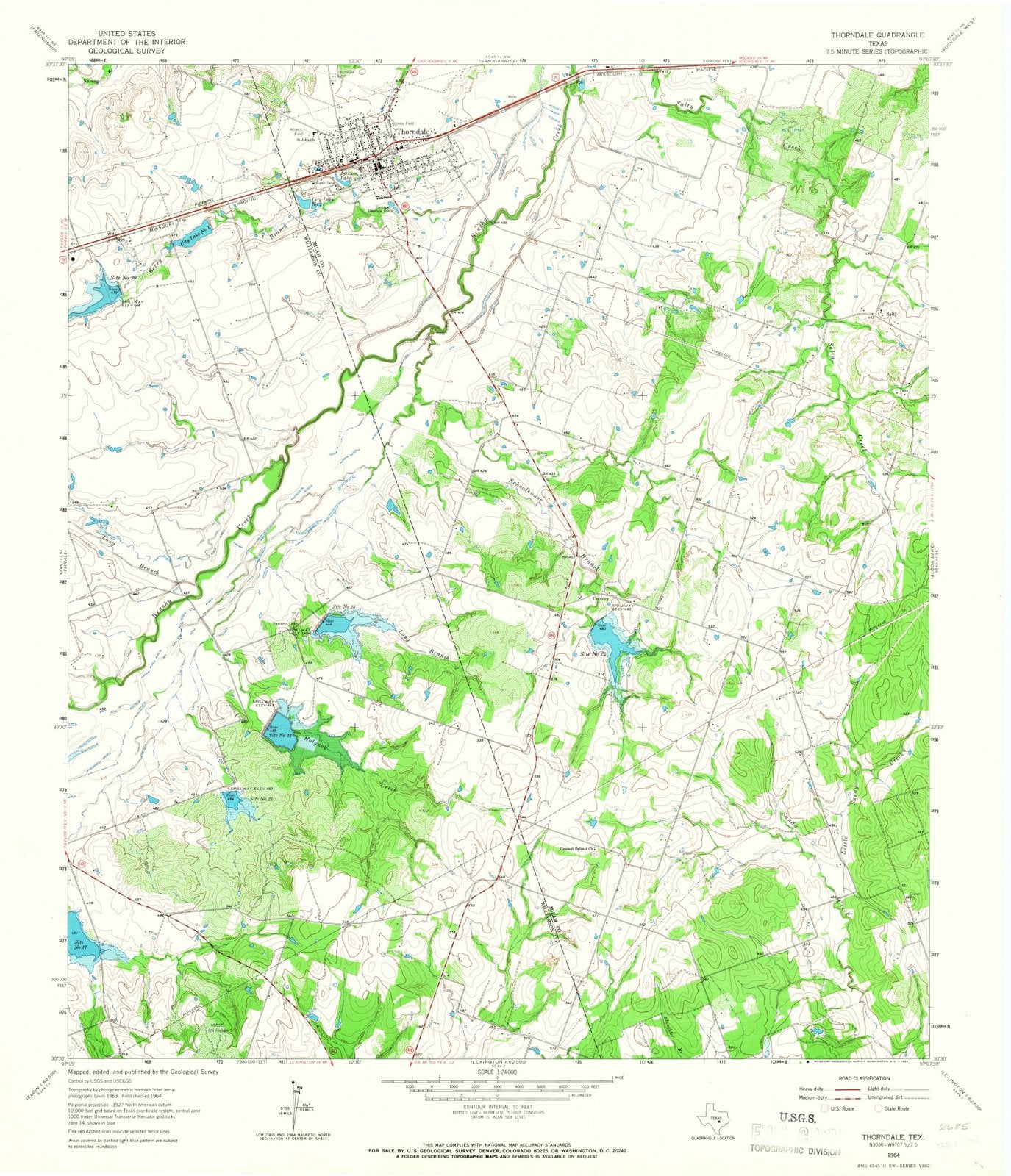 1964 Thorndale, TX - Texas - USGS Topographic Map – Historic Pictoric