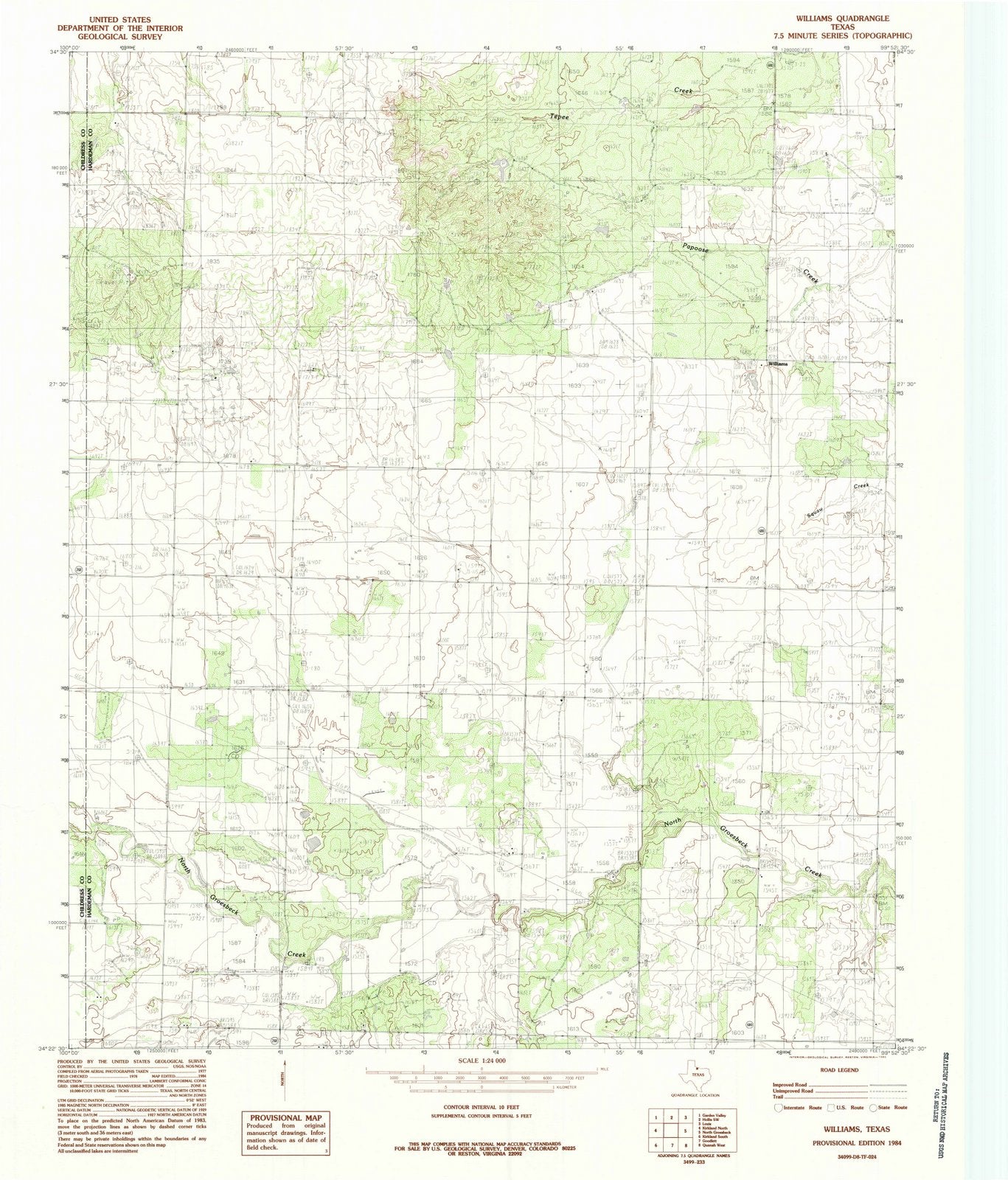 1984 Willams, TX - Texas - USGS Topographic Map – Historic Pictoric