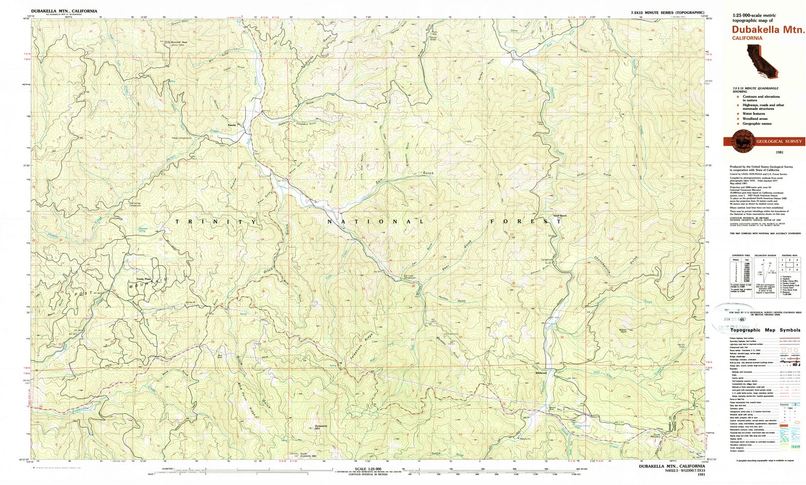 1981 Dubakella MTN, CA - California - USGS Topographic Map - Historic ...
