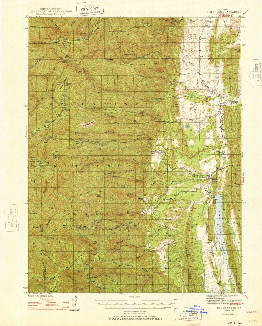 1948 Elk Creek, CA - California - USGS Topographic Map – Historic Pictoric