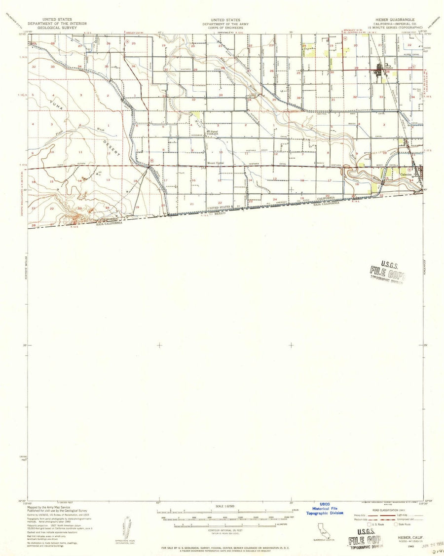 1940 Heber, CA - California - USGS Topographic Map – Historic Pictoric