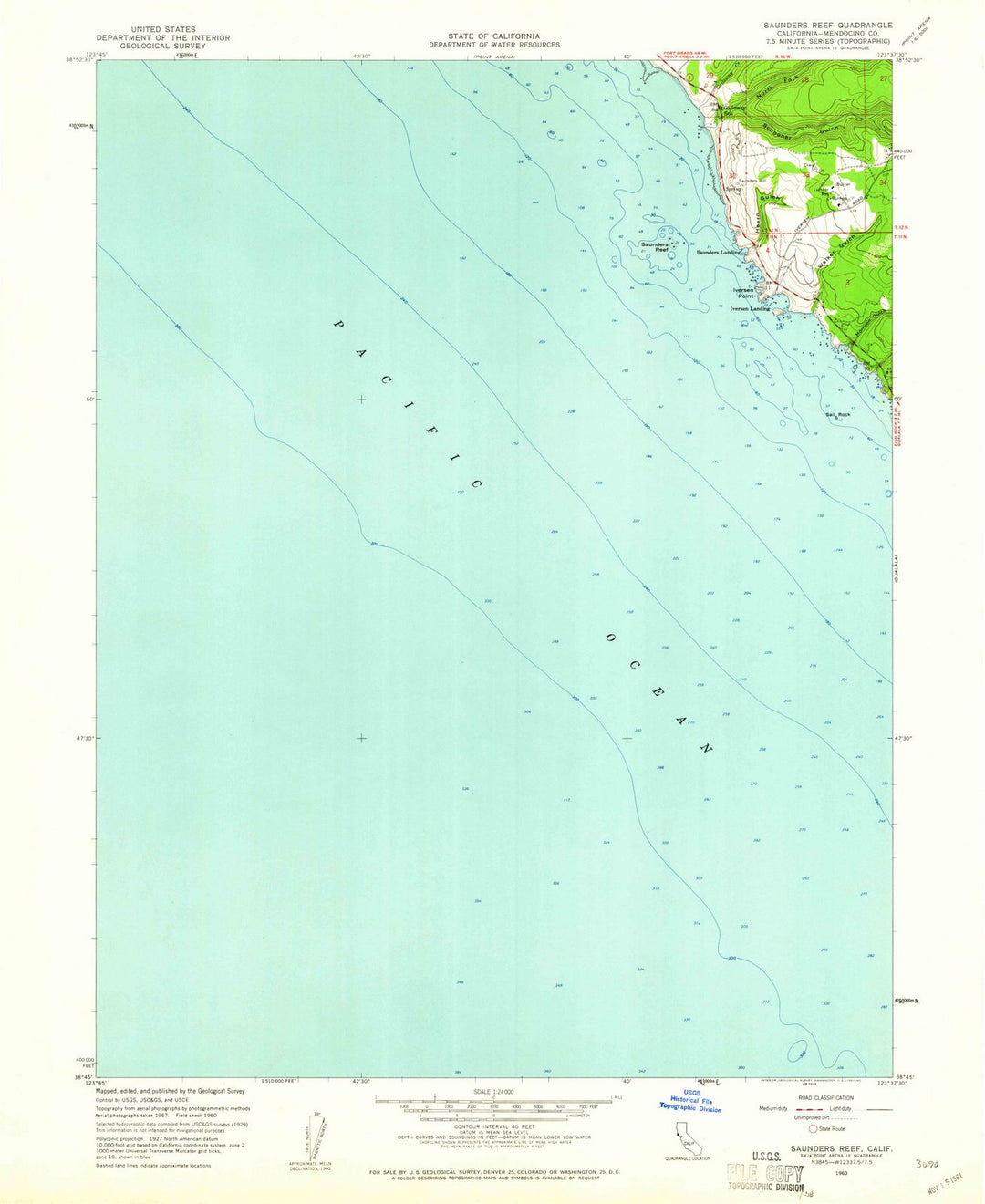 1960 Saunders Reef, CA - California - USGS Topographic Map – Historic ...