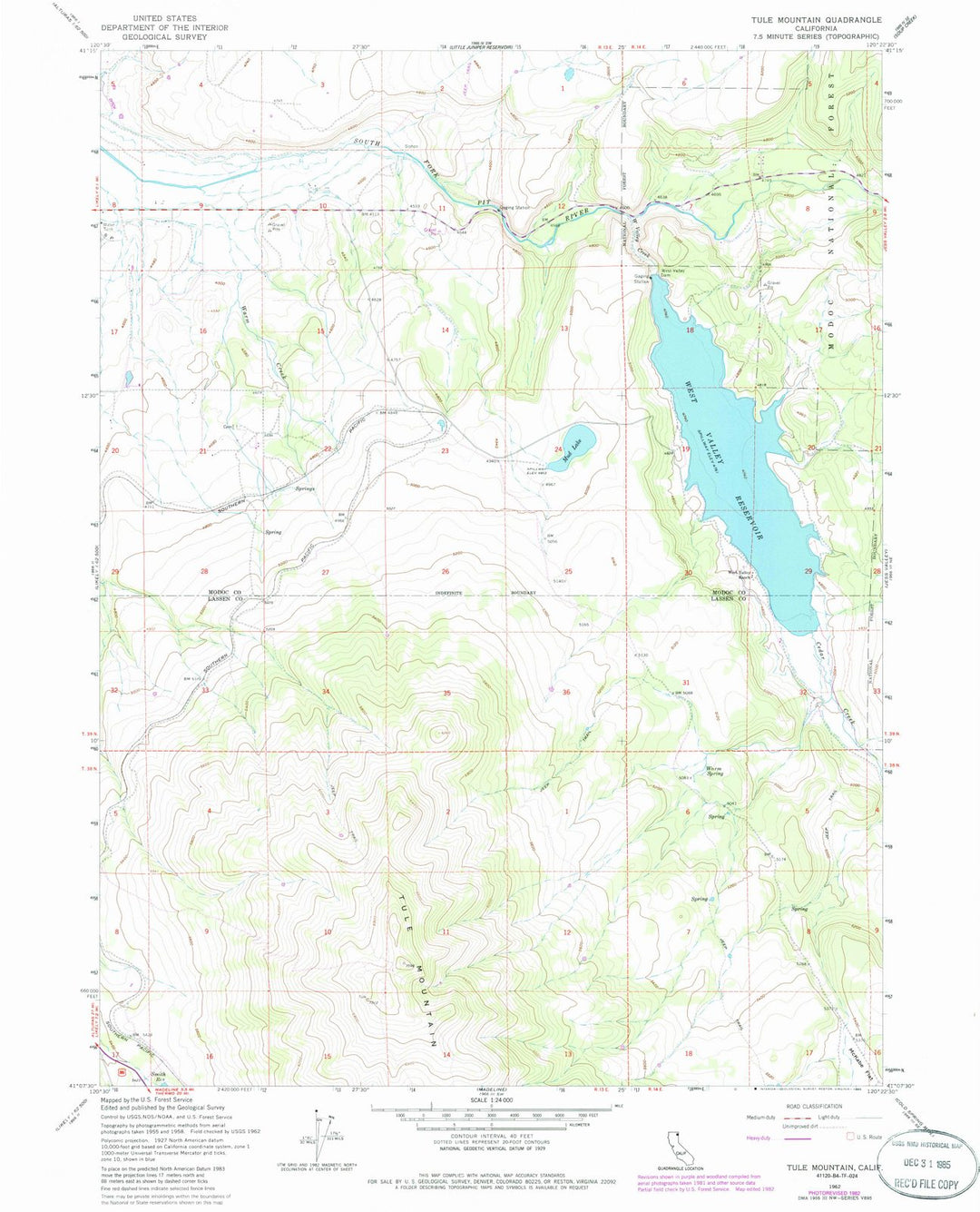 1962 Tule Mountain, CA - California - USGS Topographic Map – Historic ...
