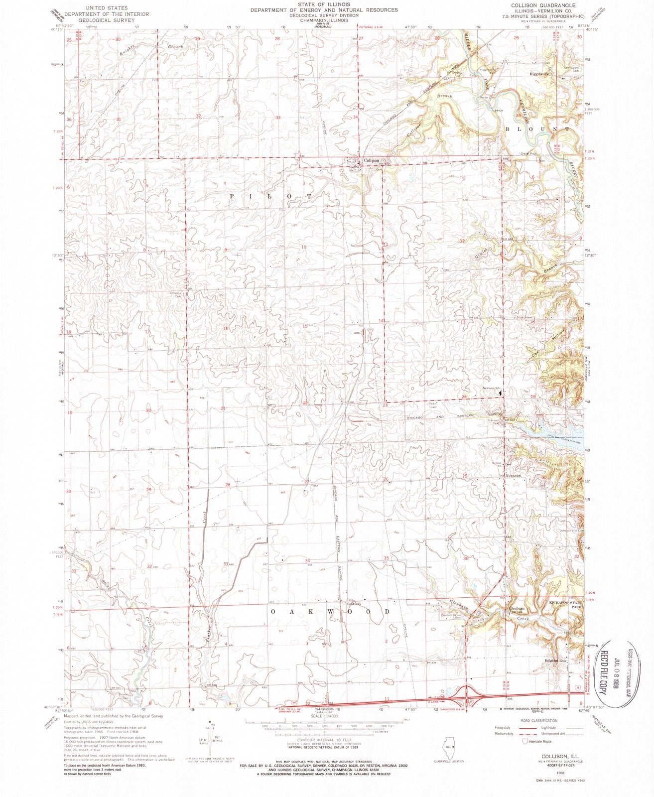 1968 Collison, IL - Illinois - USGS Topographic Map – Historic Pictoric