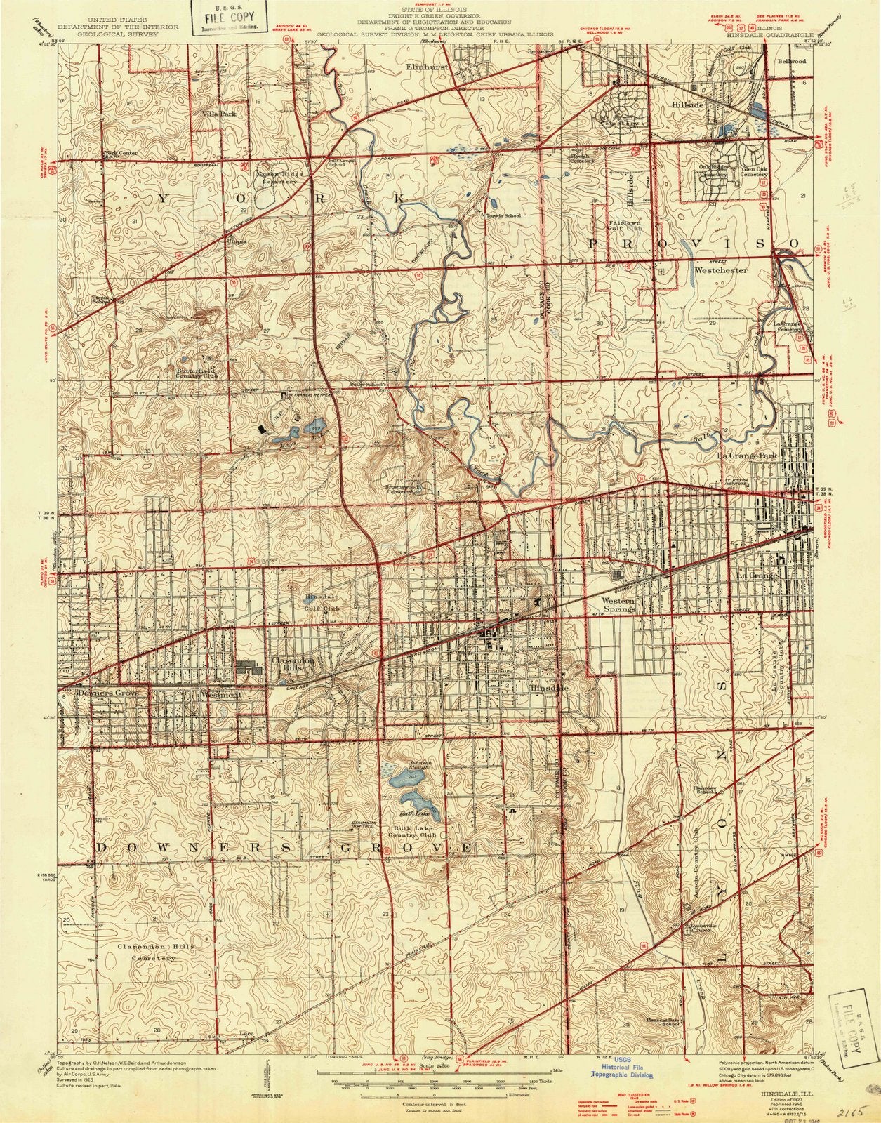 1927 Hinsdale, IL - Illinois - USGS Topographic Map - Historic Pictoric