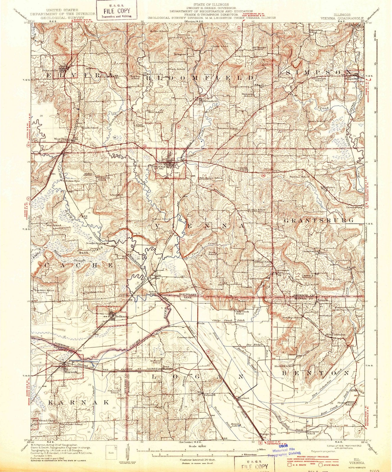 1918 Vienna, IL - Illinois - USGS Topographic Map – Historic Pictoric