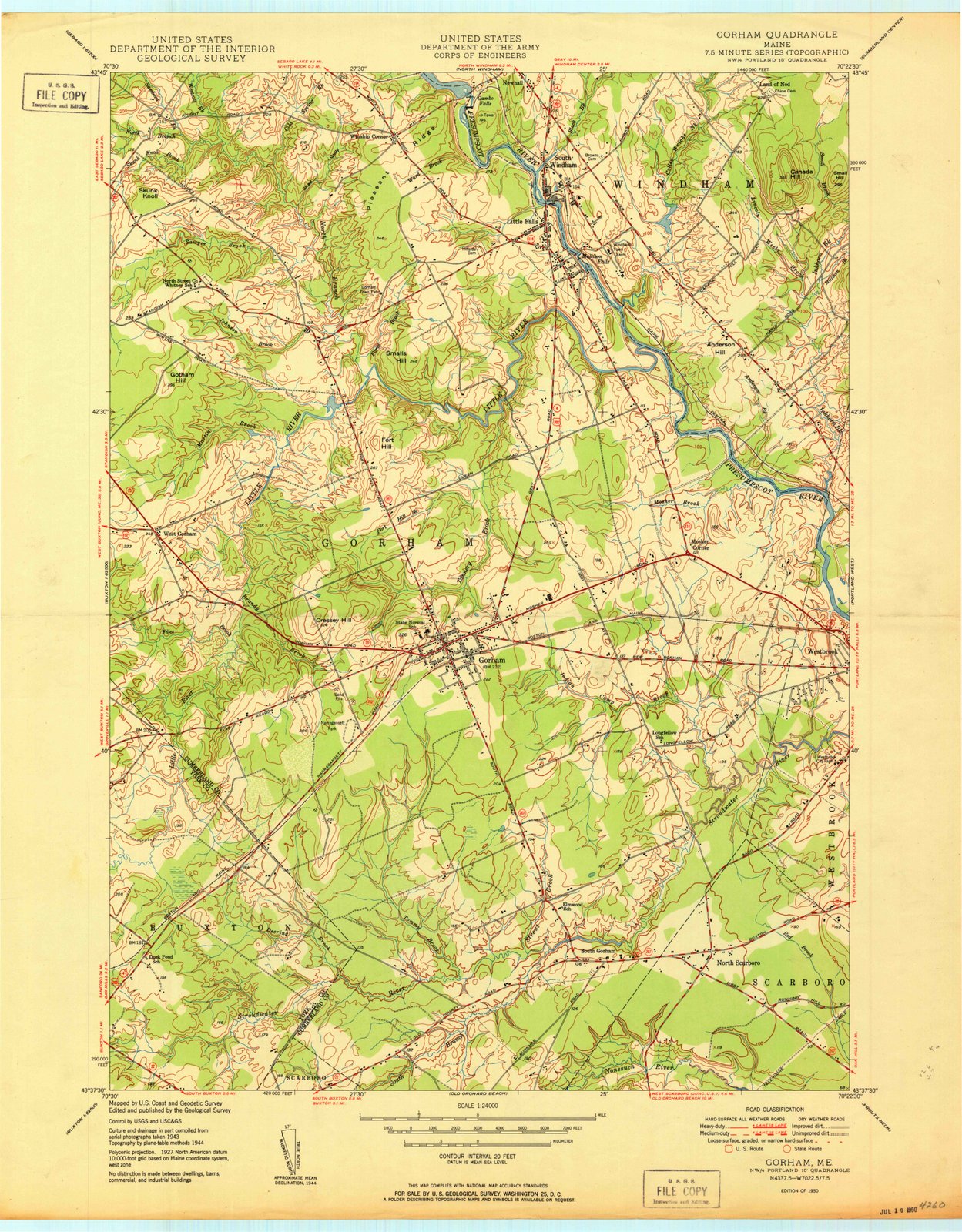 1950 Gorham, ME - Maine - USGS Topographic Map – Historic Pictoric