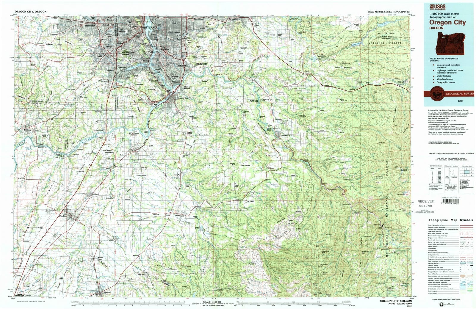 1982 Oregon City, OR - Oregon - USGS Topographic Map – Historic Pictoric