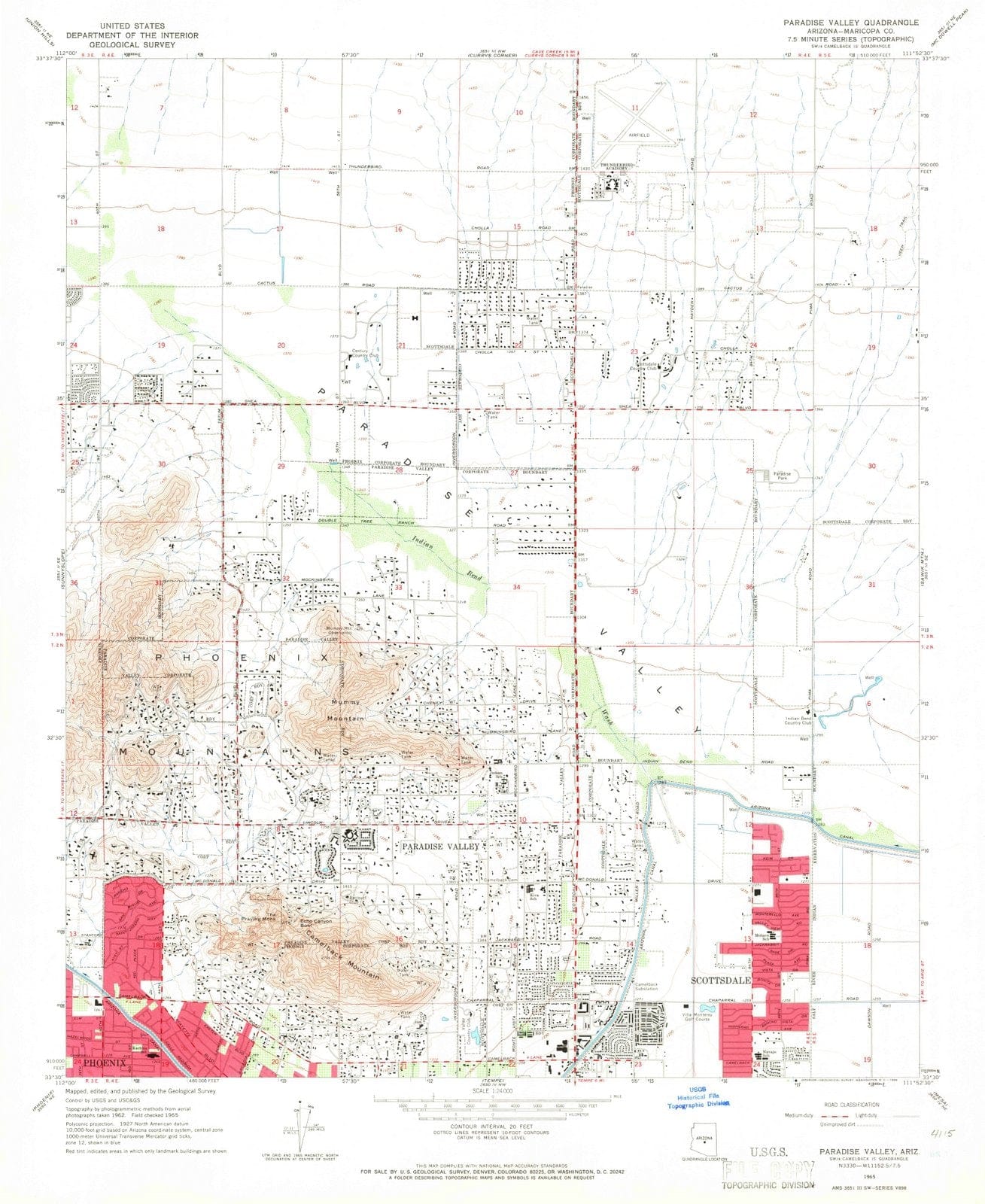1965 Paradise Valley, AZ - Arizona - USGS Topographic Map – Historic ...