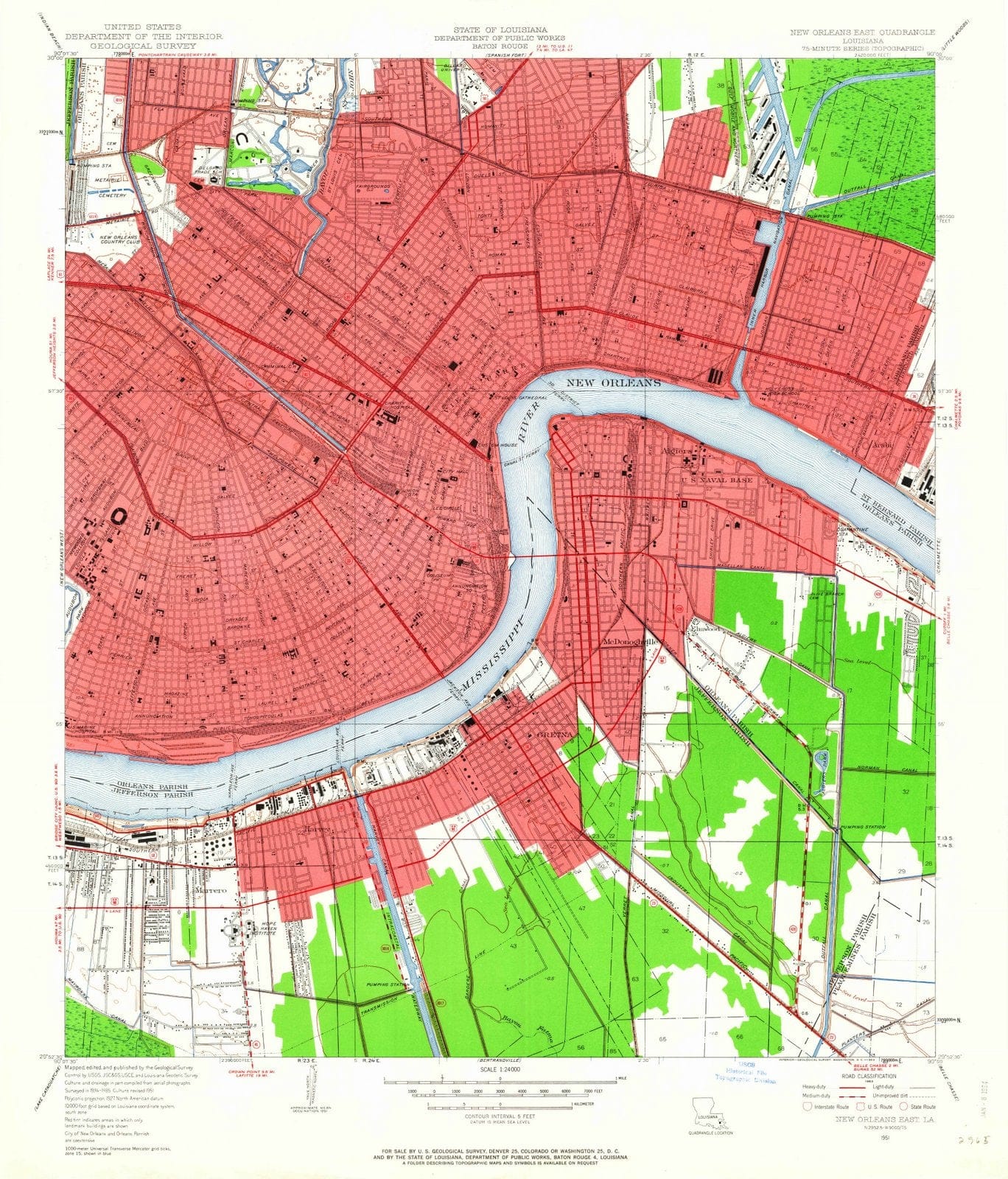 1951 New Orleans East, LA - Louisiana - USGS Topographic Map – Historic ...
