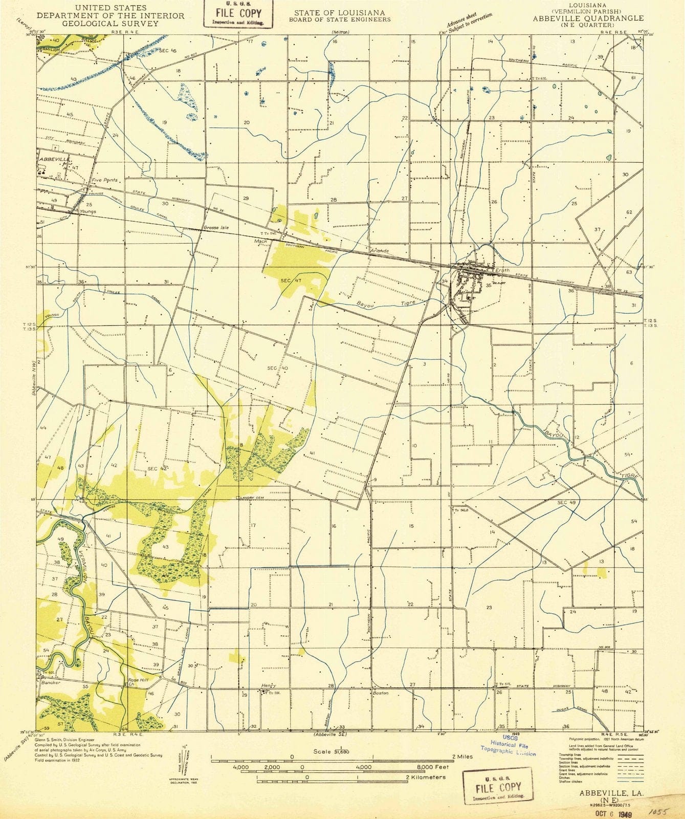 1932 Abbeville, LA - Louisiana - USGS Topographic Map – Historic Pictoric