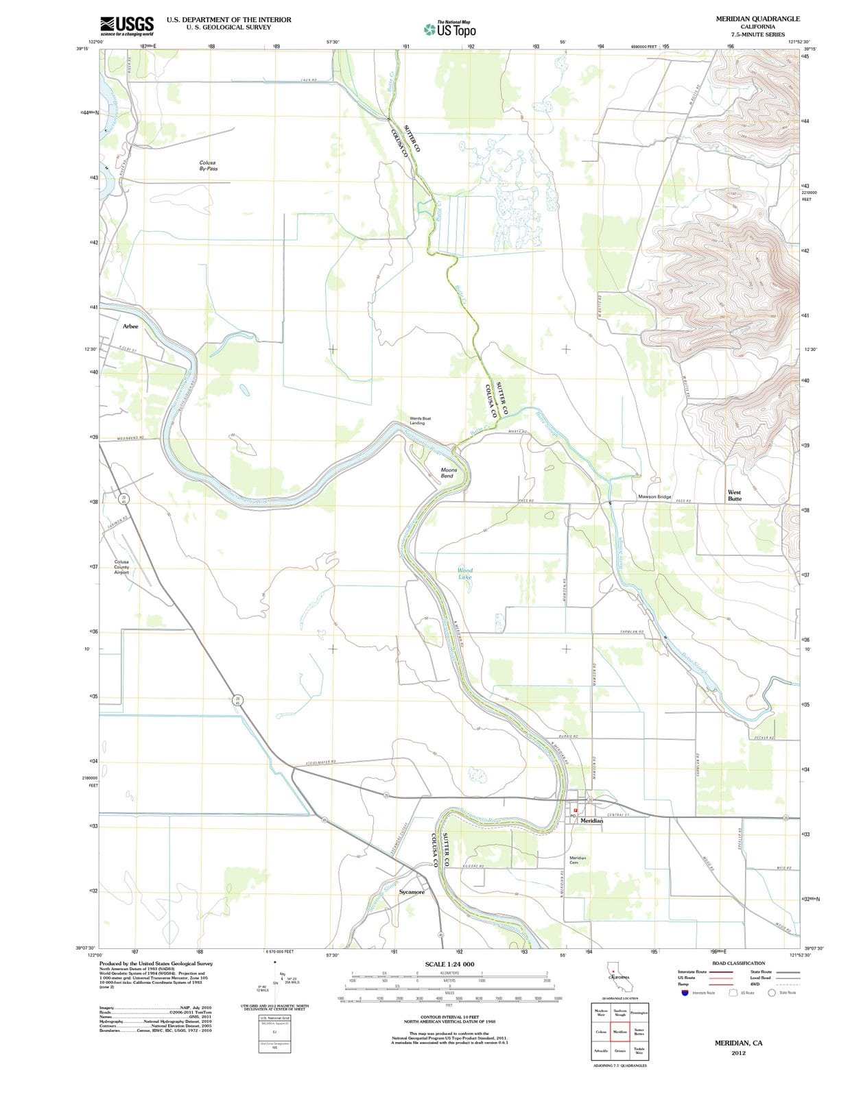 2012 Meridian, CA - California - USGS Topographic Map - Historic Pictoric