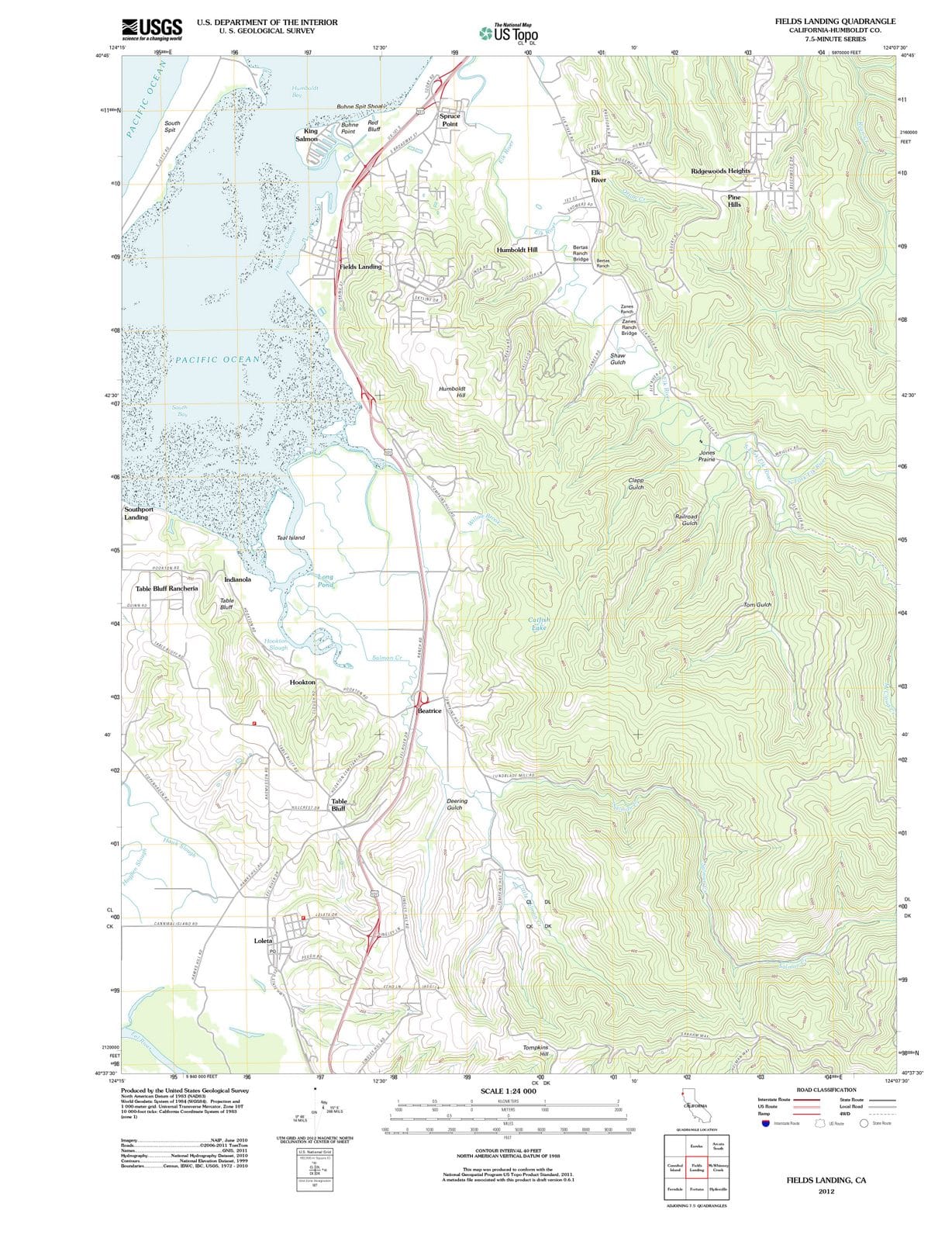 2012 Fields Landing, CA - California - USGS Topographic Map – Historic ...