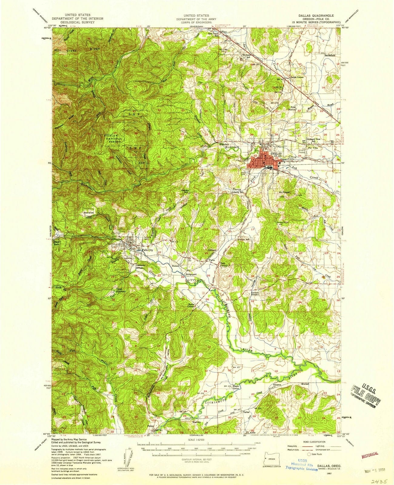 1957 Dallas, OR - Oregon - USGS Topographic Map - Historic Pictoric