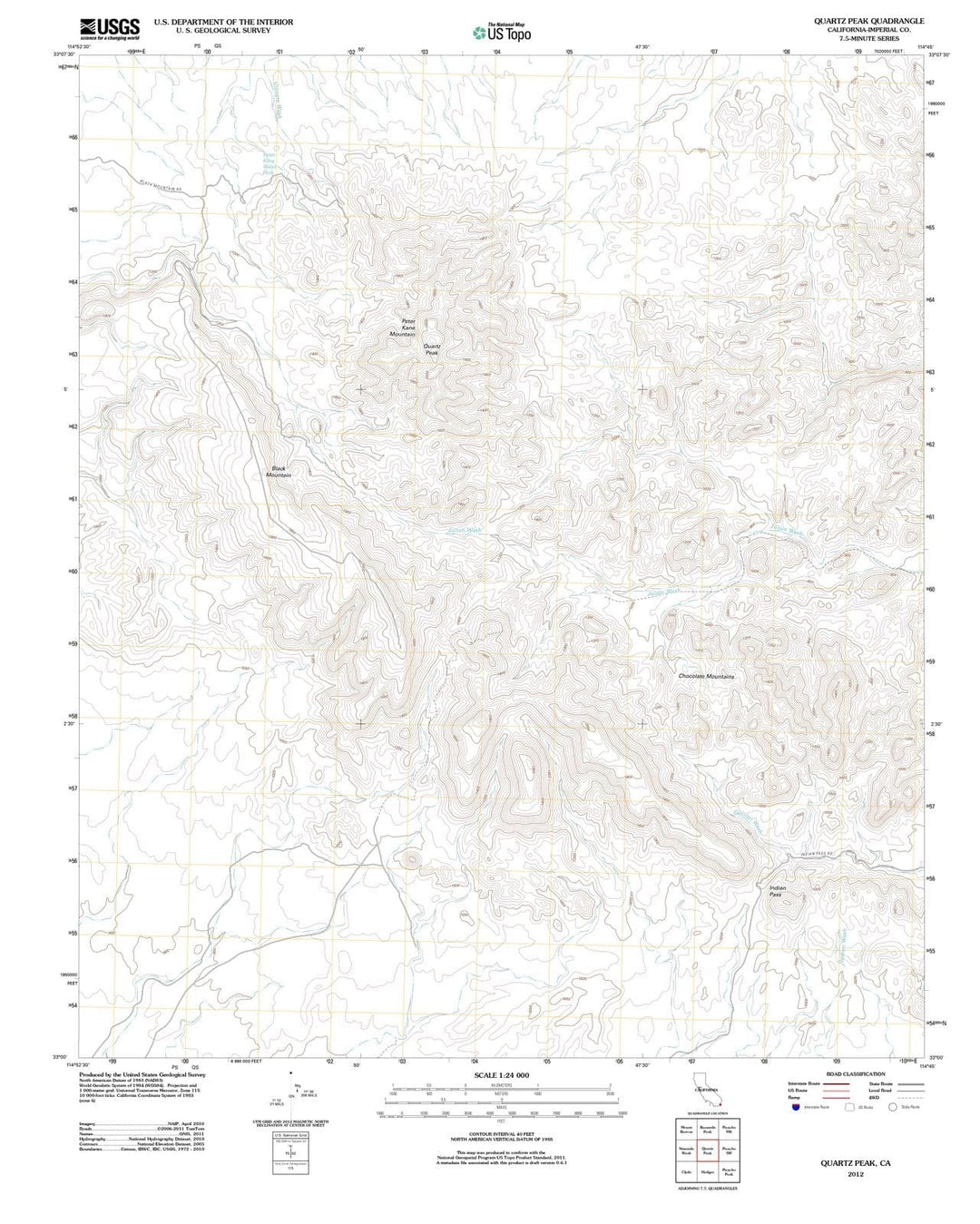 2012 Quartz Peak, CA - California - USGS Topographic Map – Historic ...