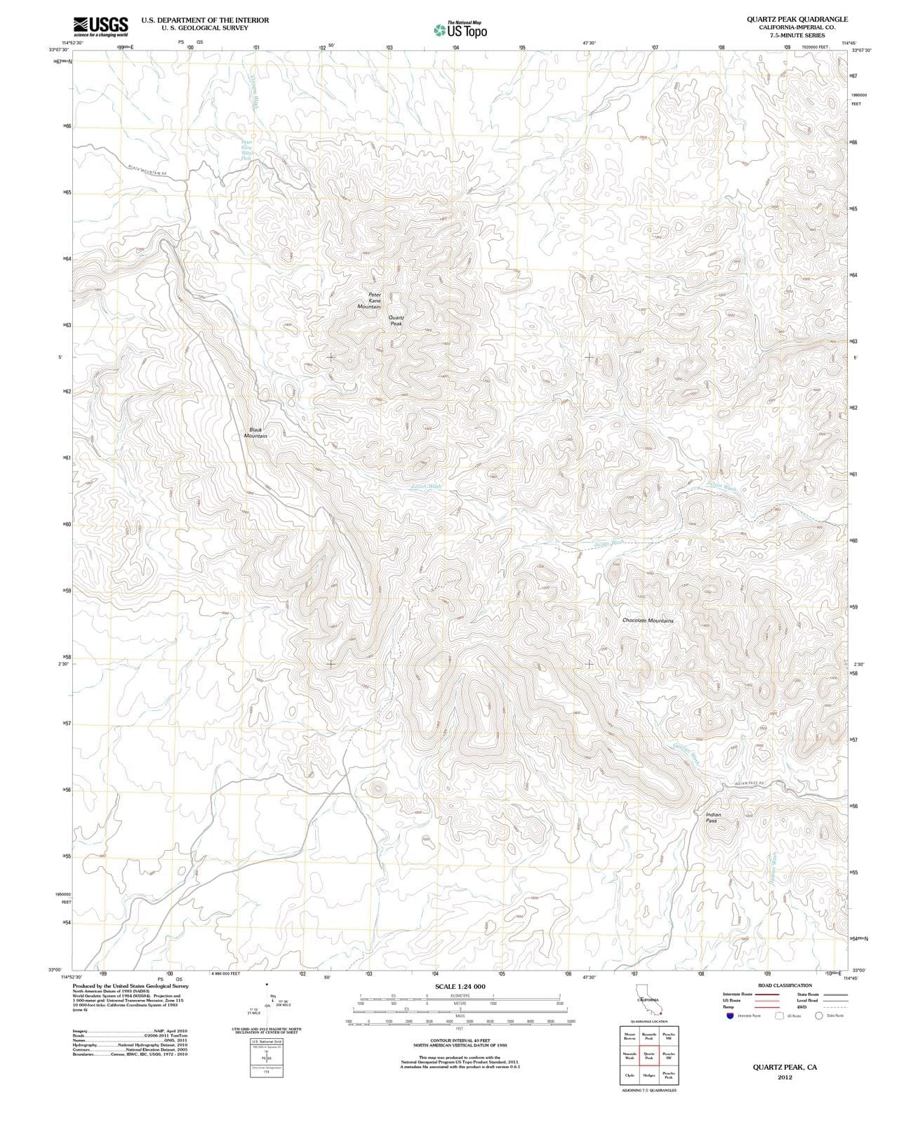 2012 Quartz Peak, CA - California - USGS Topographic Map – Historic ...