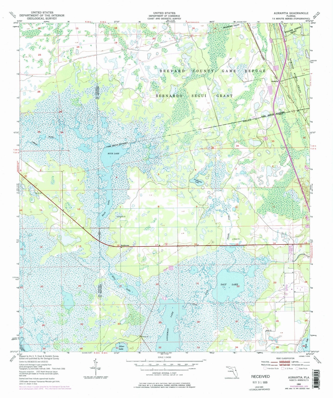 1950 Aurantia, FL - Florida - USGS Topographic Map – Historic Pictoric