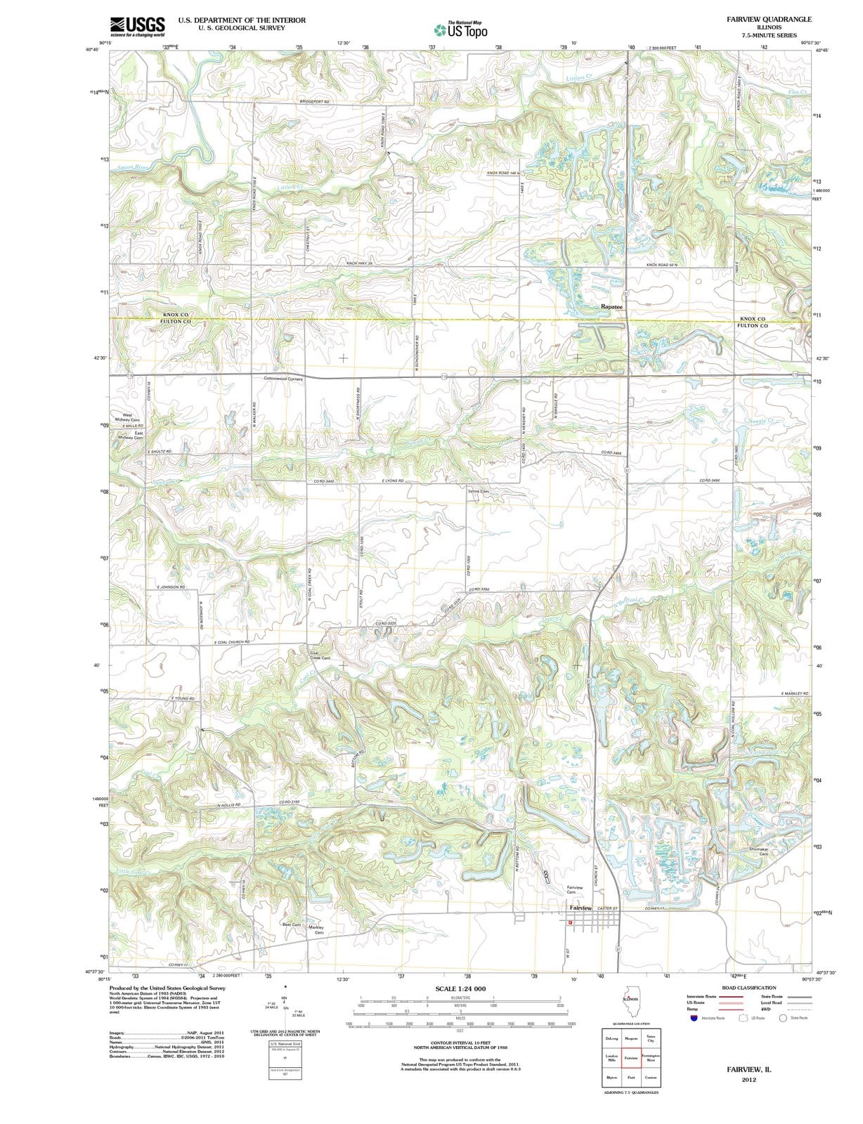 2012 Fairview, IL - Illinois - USGS Topographic Map - Historic Pictoric