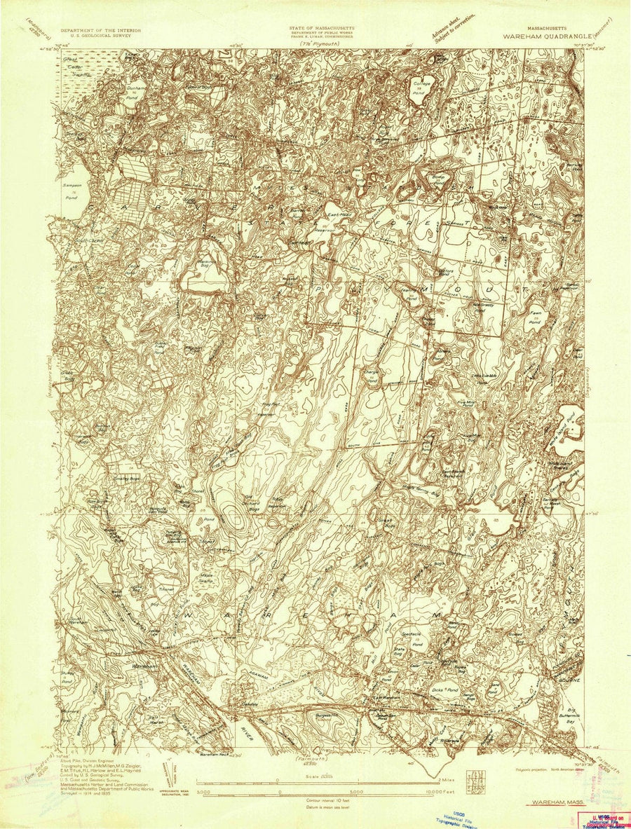 1935 Wareham, MA - Massachusetts - USGS Topographic Map – Historic Pictoric