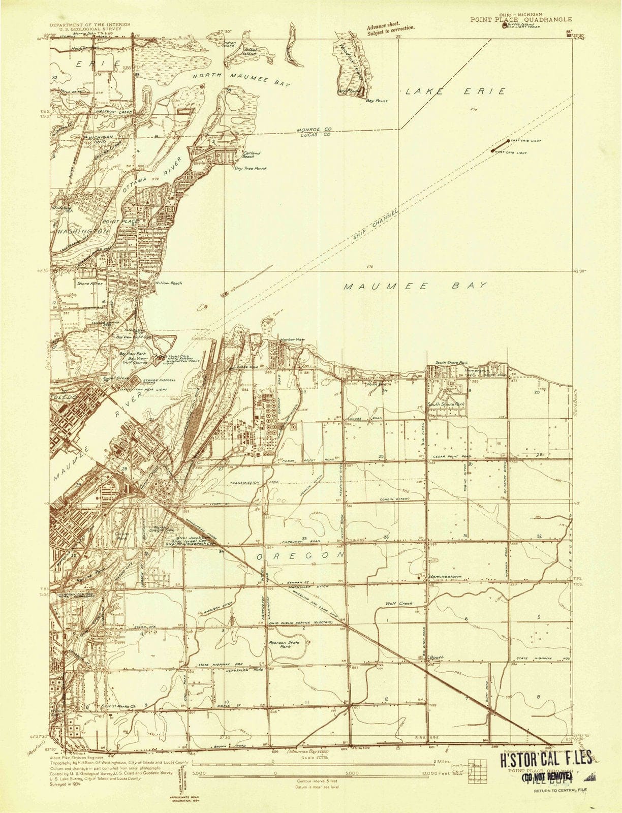 1934 Point Place, OH - Ohio - USGS Topographic Map – Historic Pictoric
