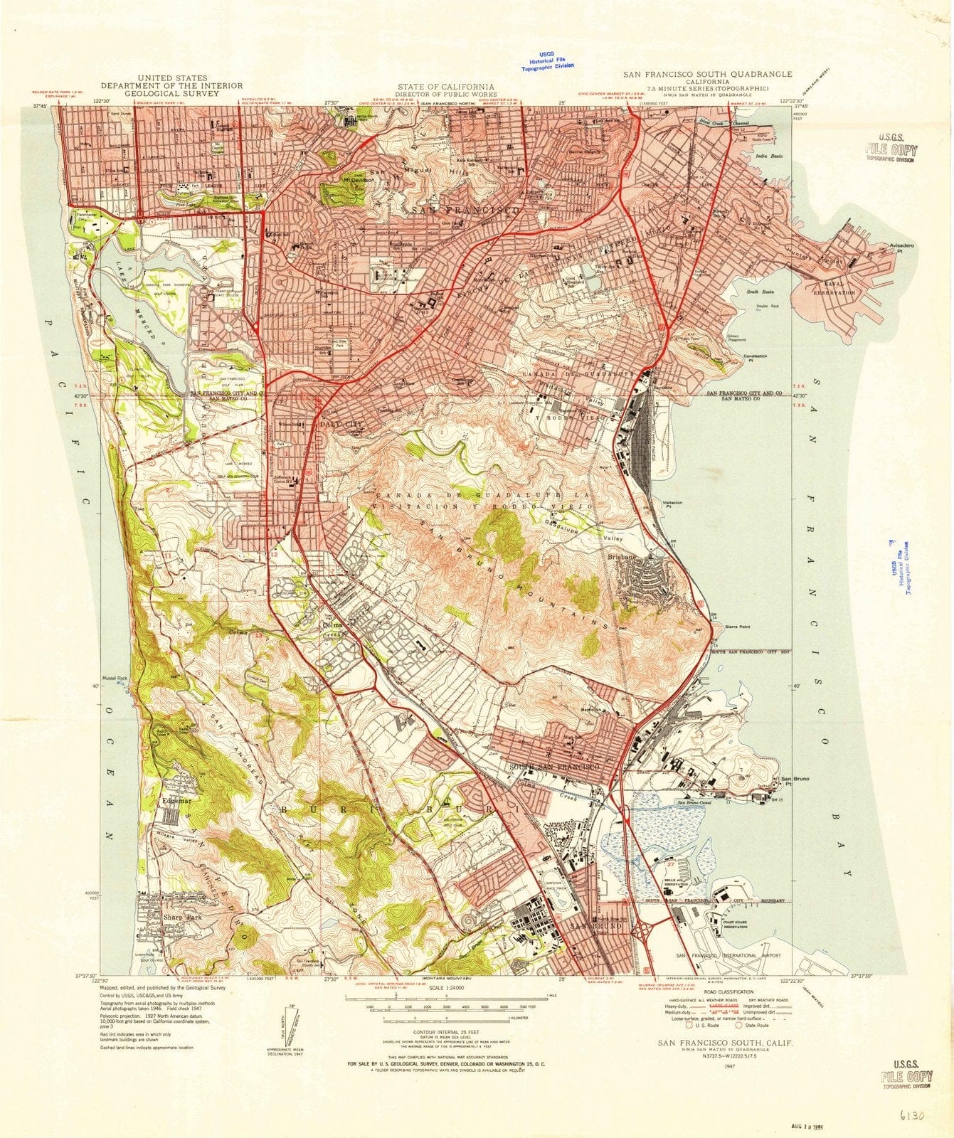 1947 San Francisco South, CA - California - USGS Topographic Map ...