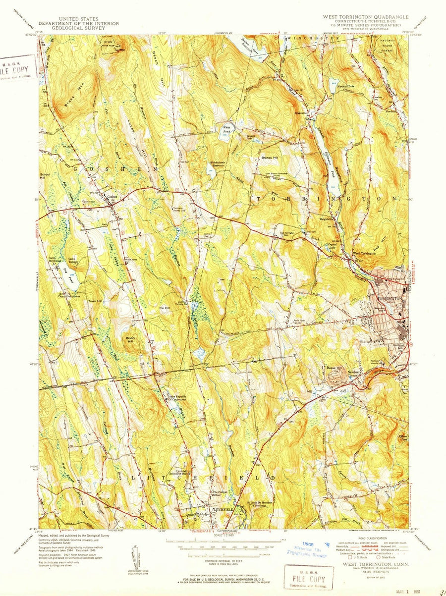 1951 Torrington, CT - Connecticut - USGS Topographic Map – Historic ...