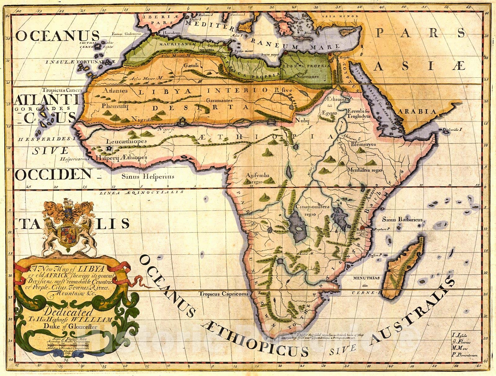 Historic Map : 1718 A New Map of Libya or Old Africa : Vintage Wall Ar ...
