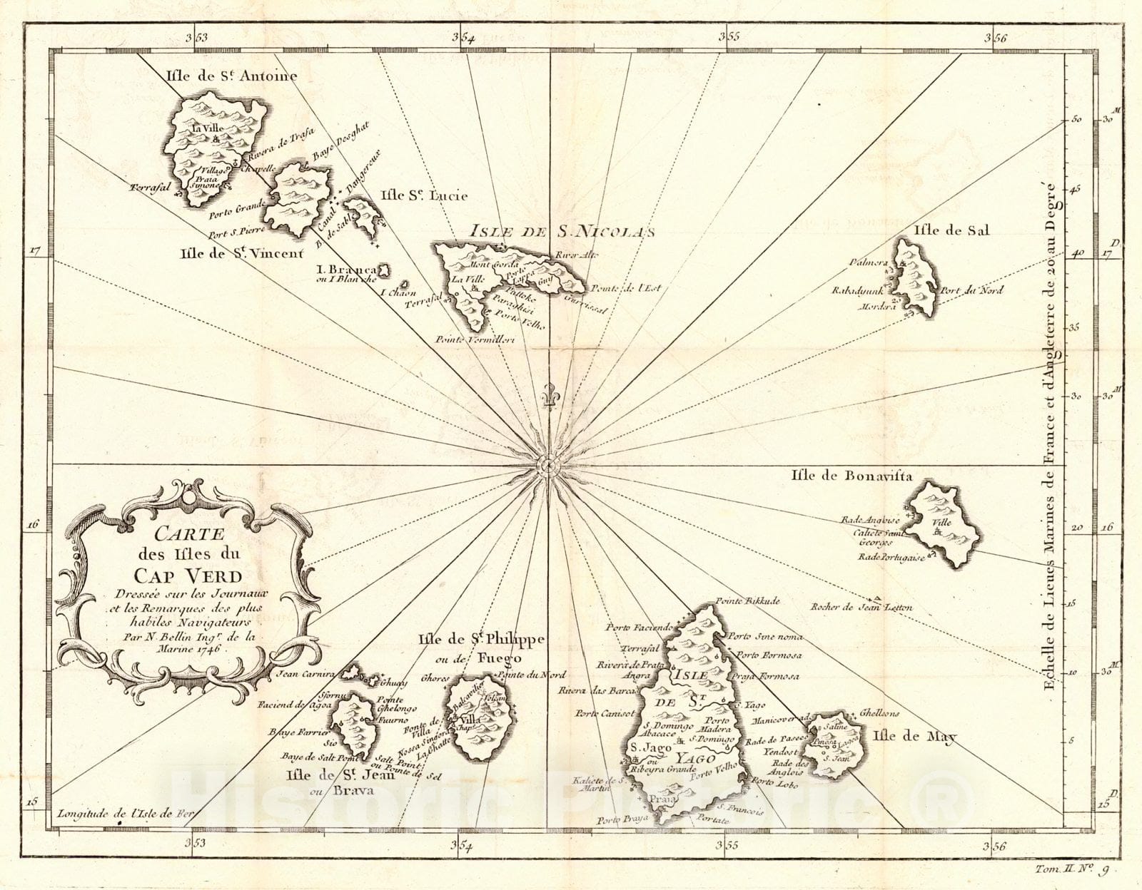 Historic Map : 1747 Carte Des Isles Du Cap Verd : Vintage Wall Art ...