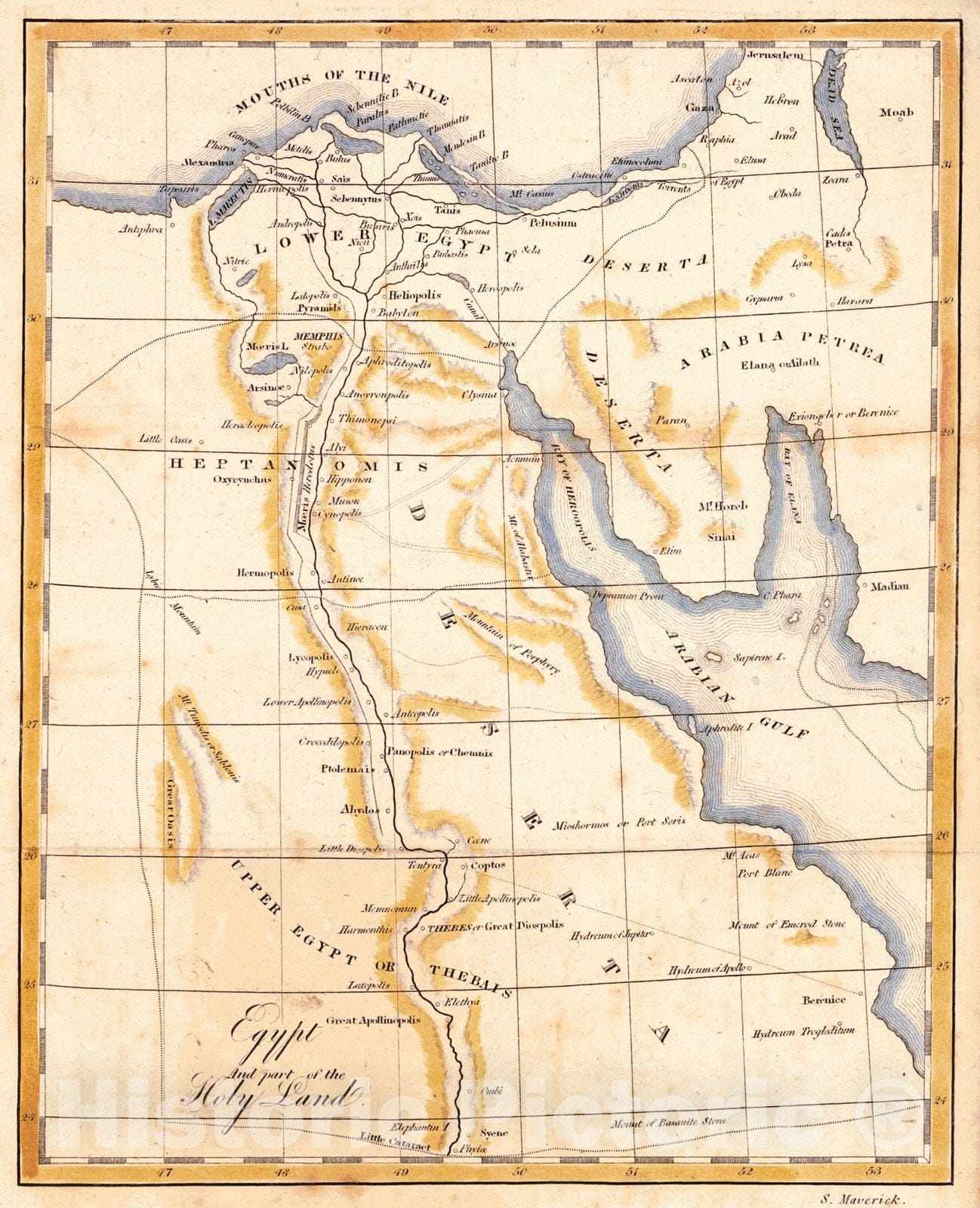 Historic Map : 1830 Egypt and Part of the Holy Land : Vintage Wall Art ...