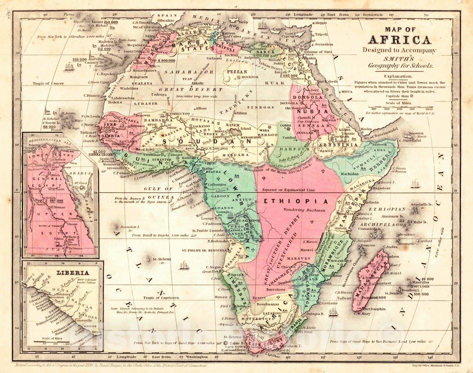 Historic Map : 1839 Map of Africa : Vintage Wall Art – Historic Pictoric