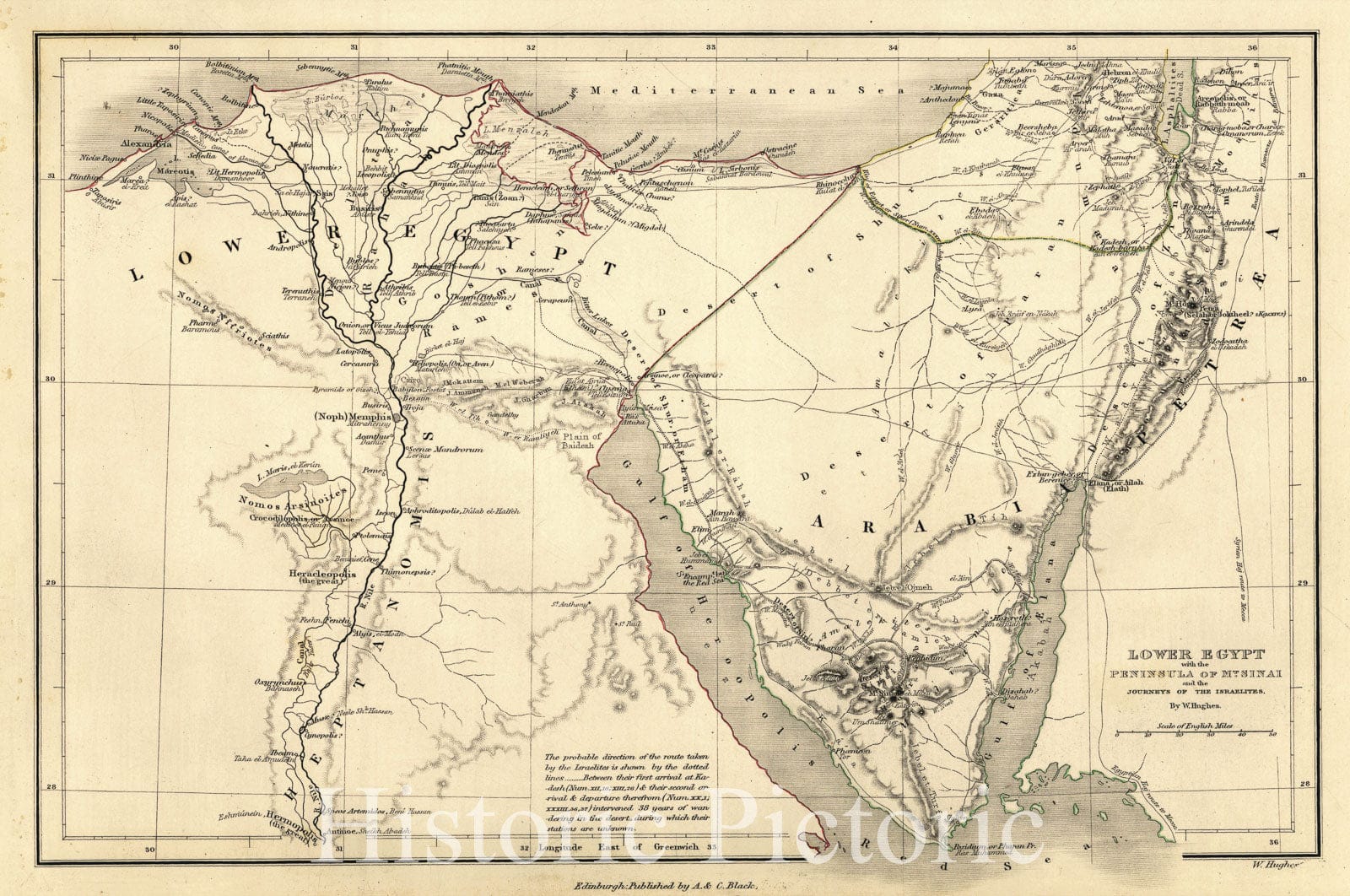 Historic Map : 1847 Lower Egypt with the Peninsula of Mt. Sinai and th ...