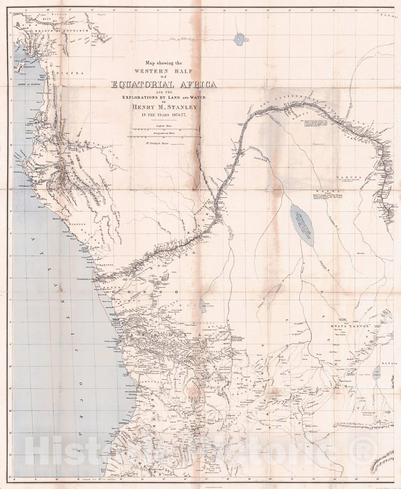 Historic Map : 1879 Map Showing the Western Half of Equatorial Africa ...