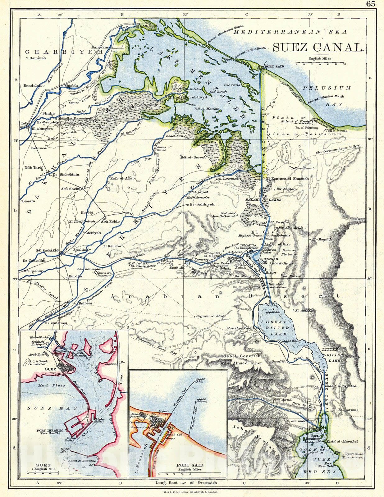 Historic Map : 1897 Suez Canal : Vintage Wall Art – Historic Pictoric